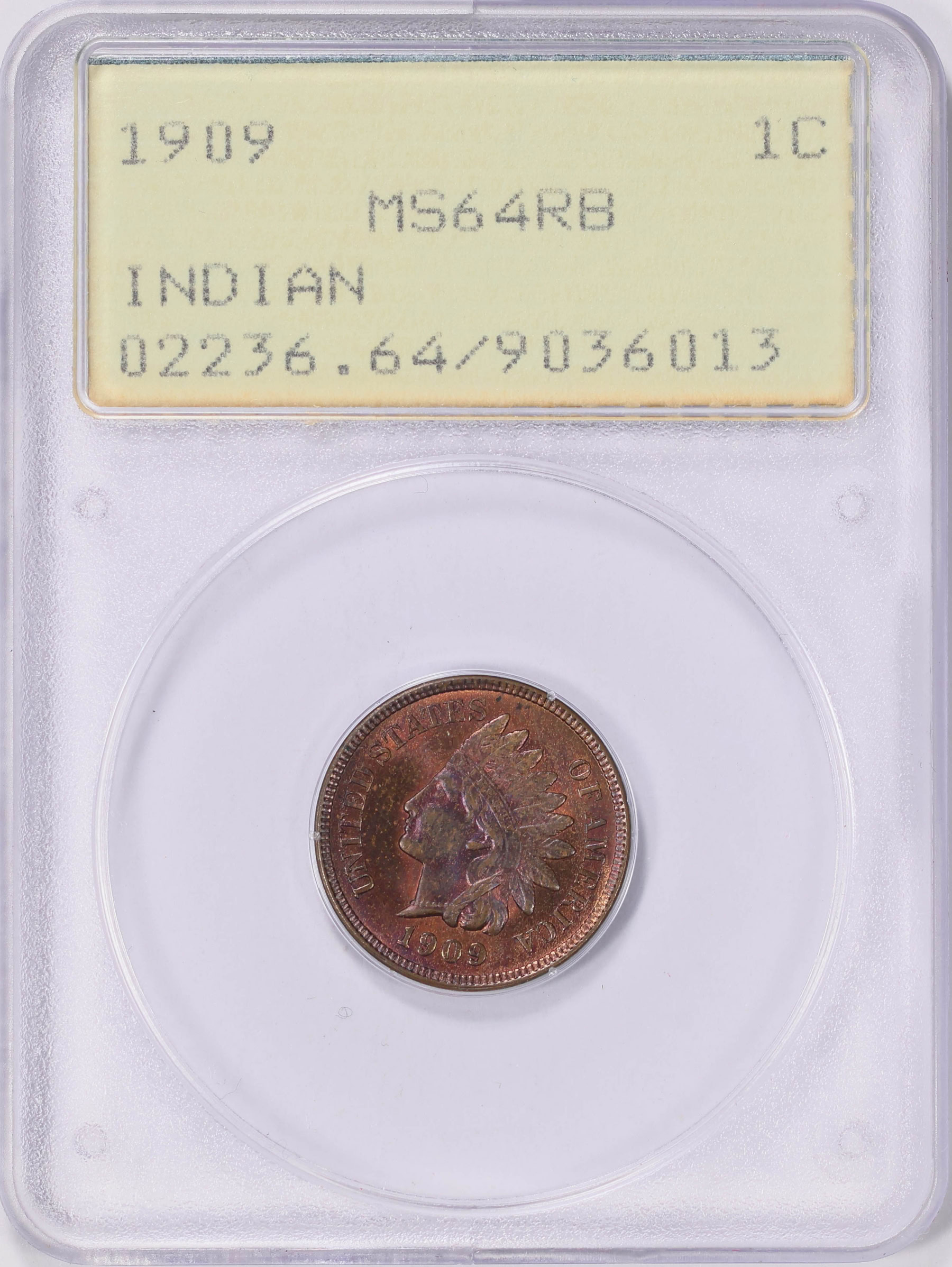 1909 Indian Cent PCGS MS-64 RB OGH (1st Gen) (Item 1797748) | GreatCollections Coin Auctions