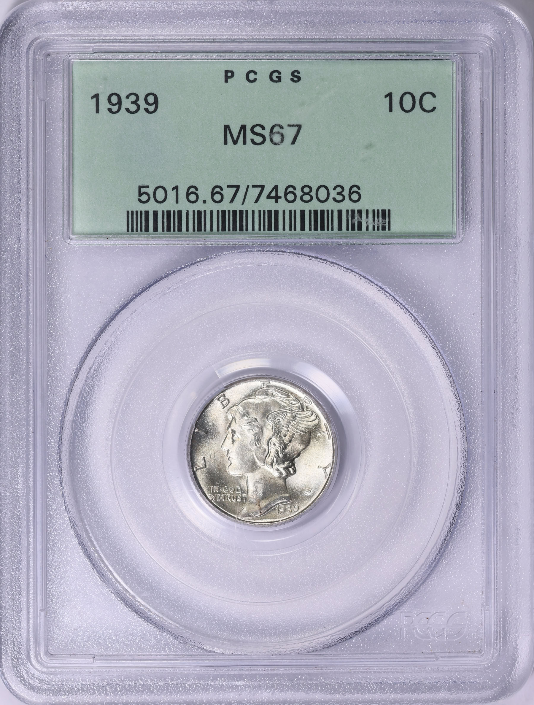 1939 Mercury Dime PCGS MS-67 OGH (Item 1797795) | GreatCollections Coin Auctions