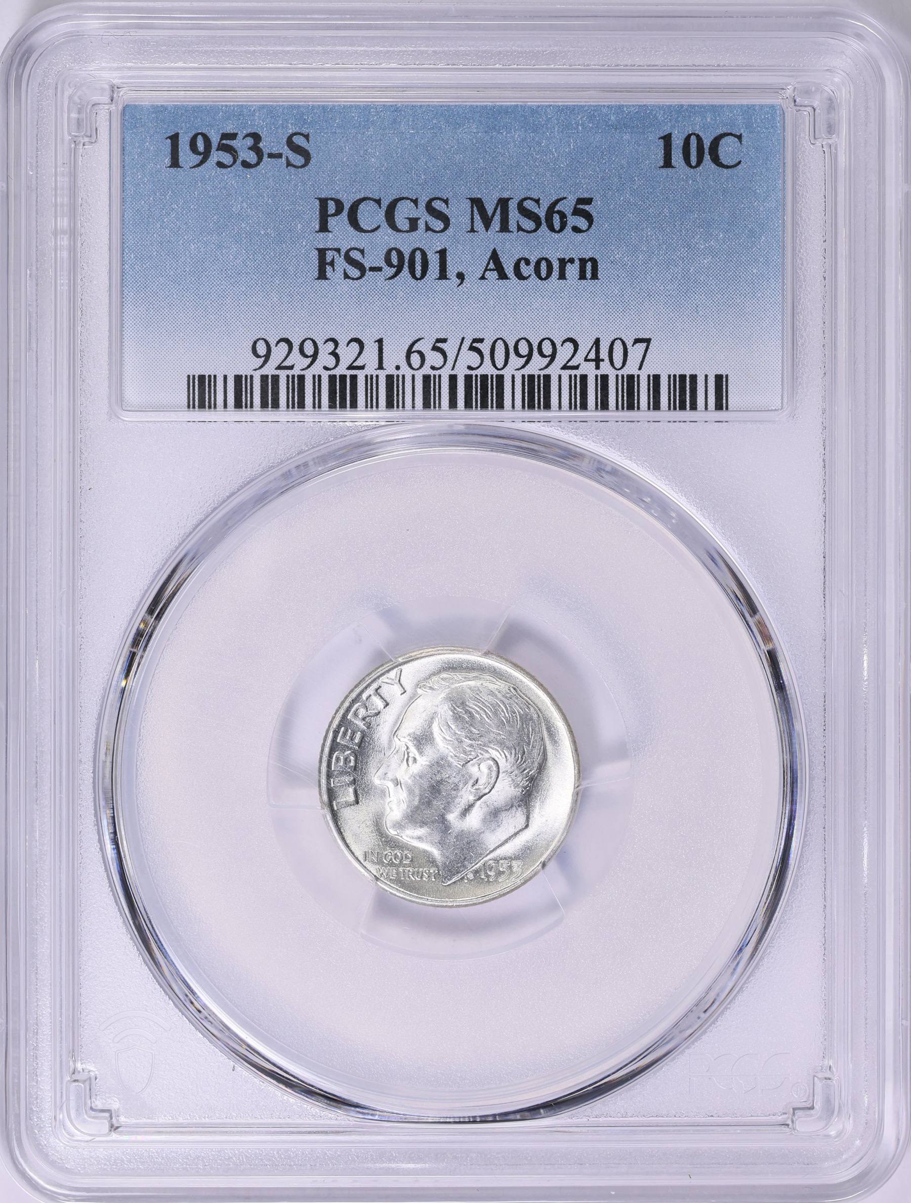 1953-S Roosevelt Dime Acorn FS-901 PCGS MS-65 | PCGS Cert #50992407 ...