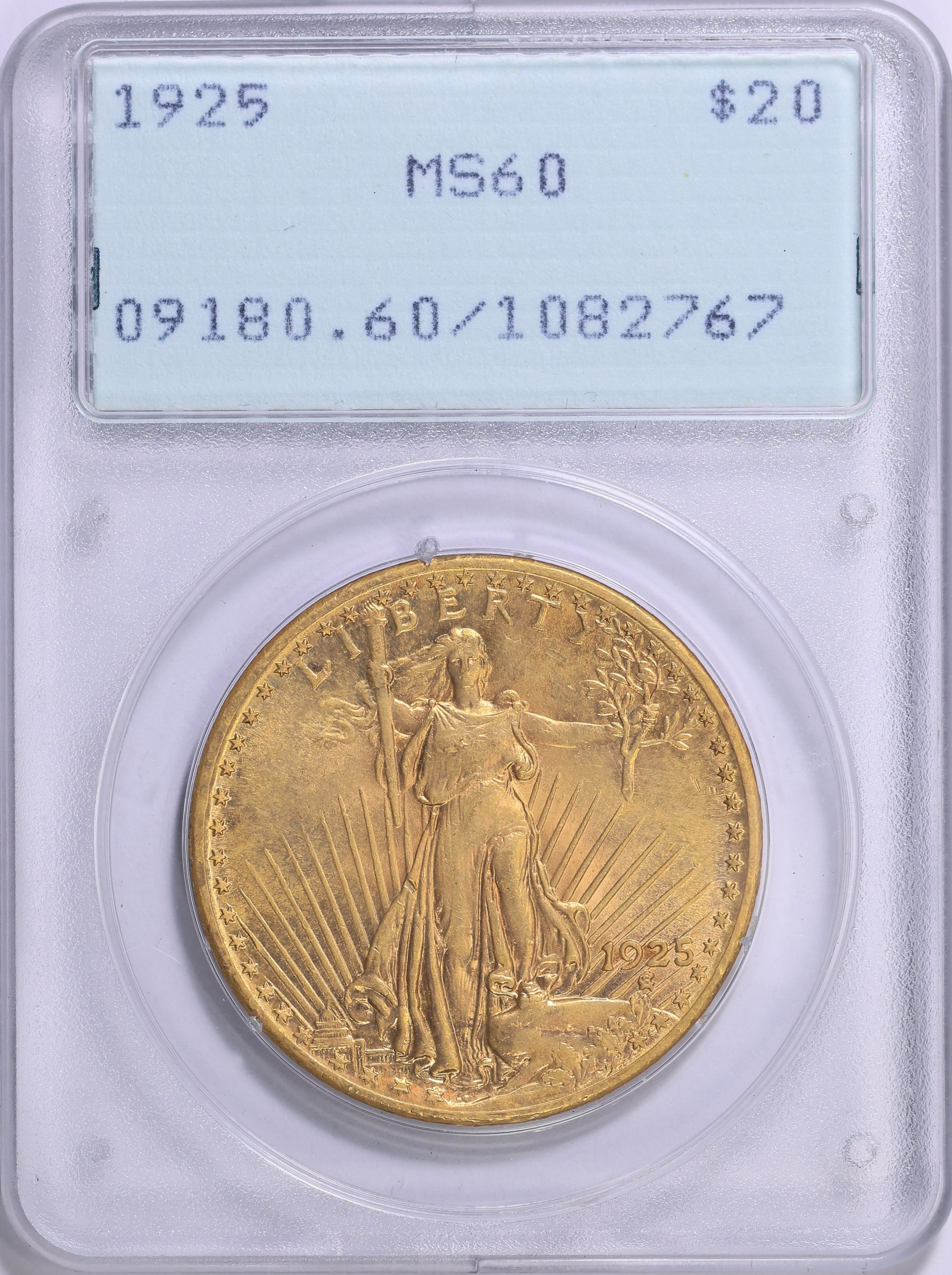 1925 Saint-Gaudens Gold Double Eagle PCGS MS-60 OGH (1st Gen) (Item 1797846) | GreatCollections ...
