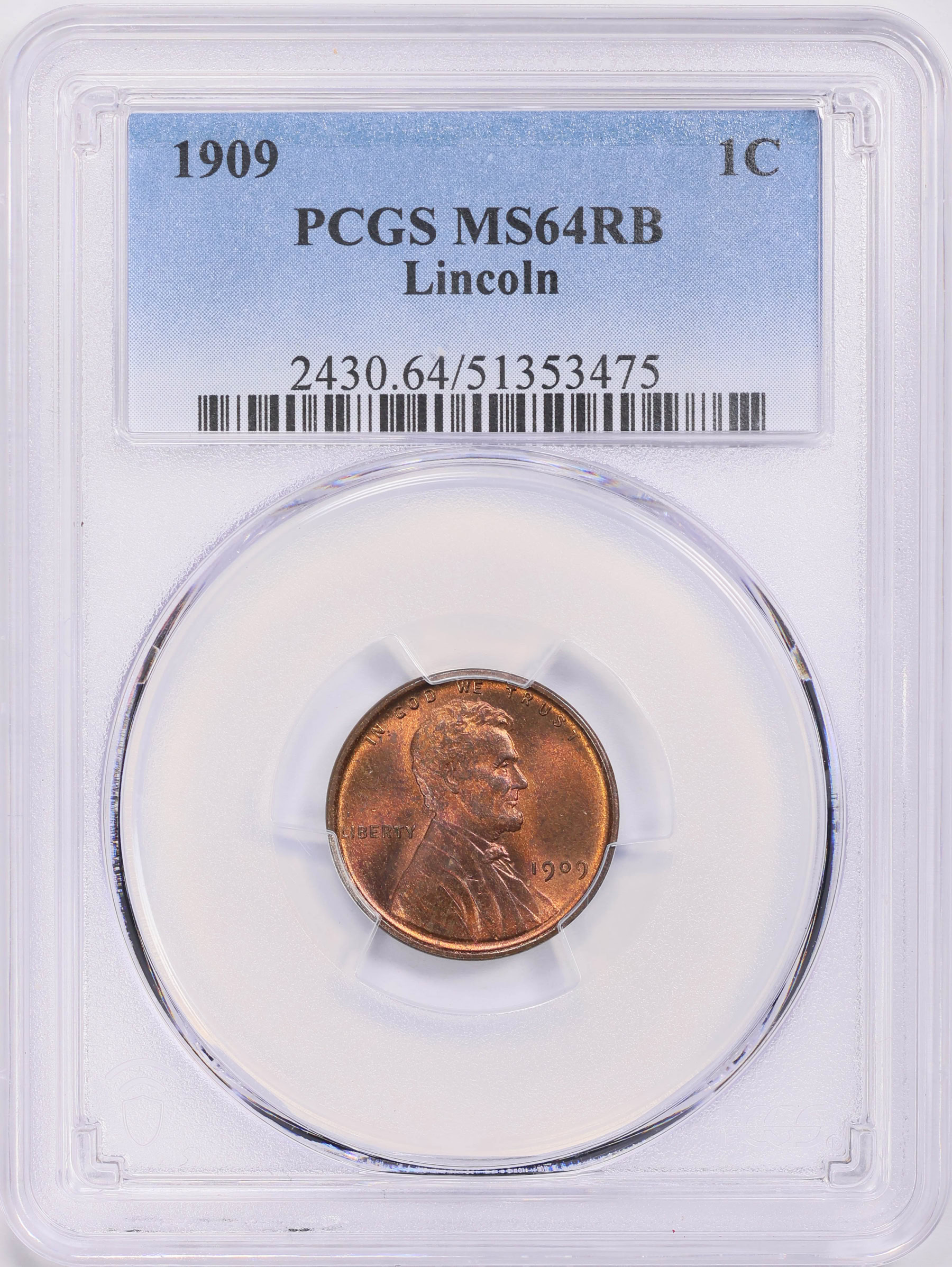 1909 Lincoln Cent PCGS MS-64 RB (Item 1797933) | GreatCollections Coin Auctions