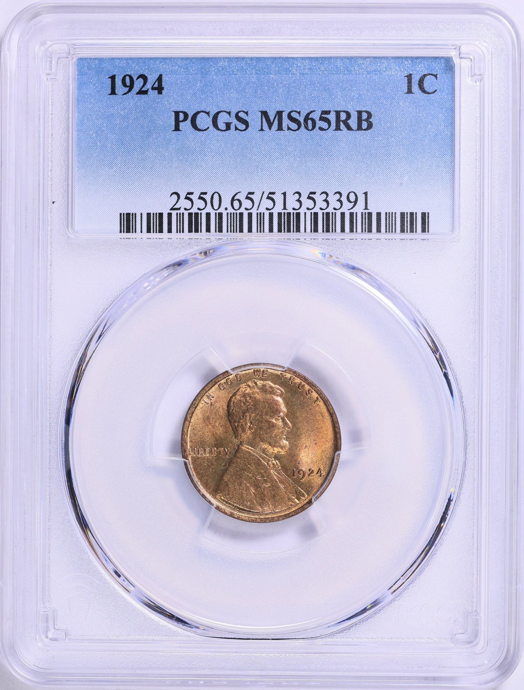 1924 Lincoln Cent PCGS MS-65 RB (Item 1797975) | GreatCollections Coin Auctions