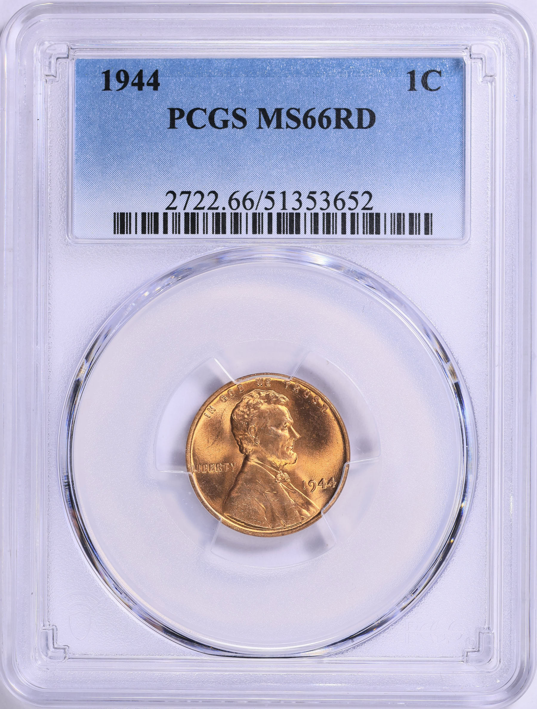1944 Lincoln Cent PCGS MS-66 RD (Item 1798035) | GreatCollections Coin Auctions