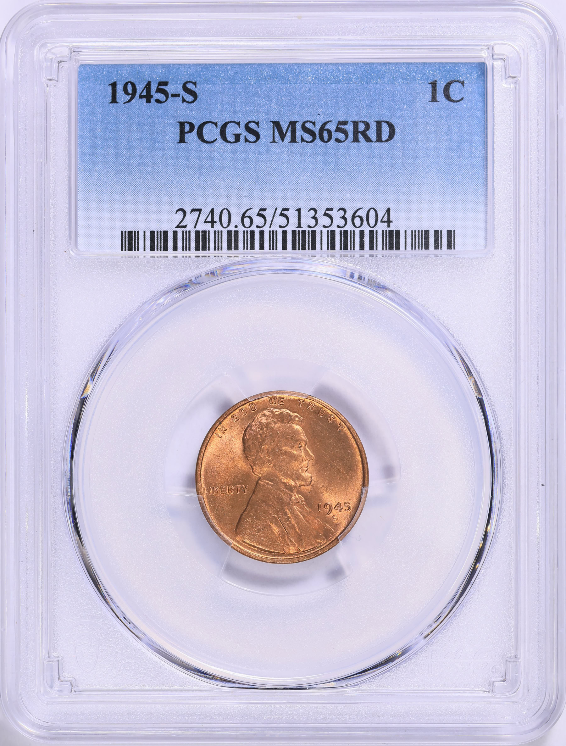 1945-S Lincoln Cent PCGS MS-65 RD (Item 1798040) | GreatCollections Coin Auctions