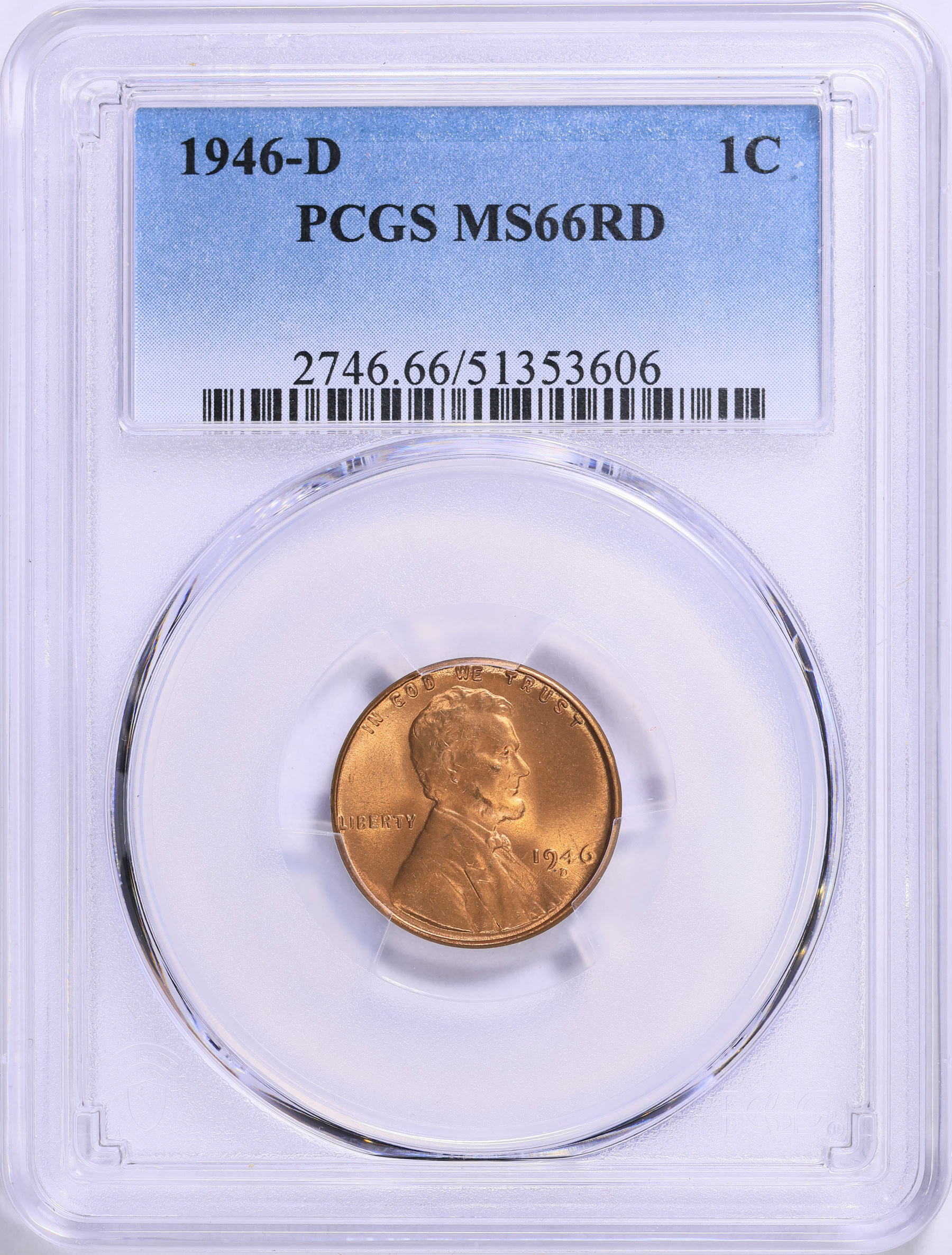 1946-D Lincoln Cent PCGS MS-66 RD (Item 1798042) | GreatCollections Coin Auctions