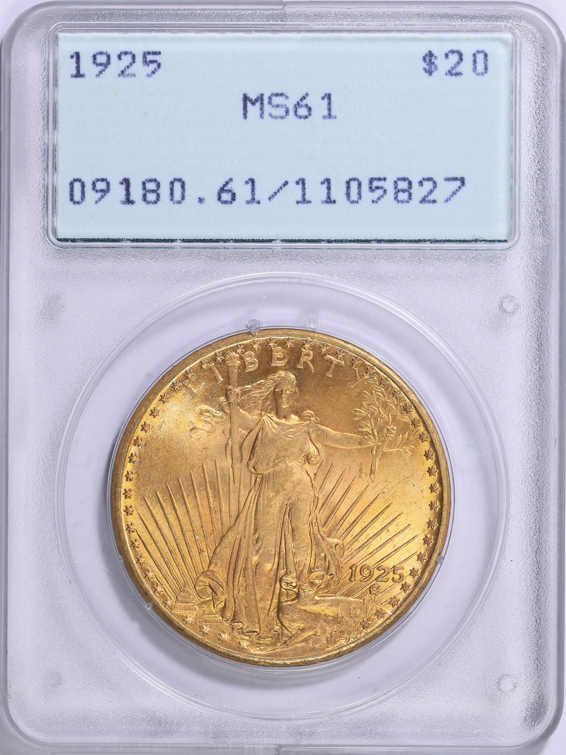 1925 Saint-Gaudens Gold Double Eagle PCGS MS-61 OGH (1st Gen) (Item 1798071) | GreatCollections ...