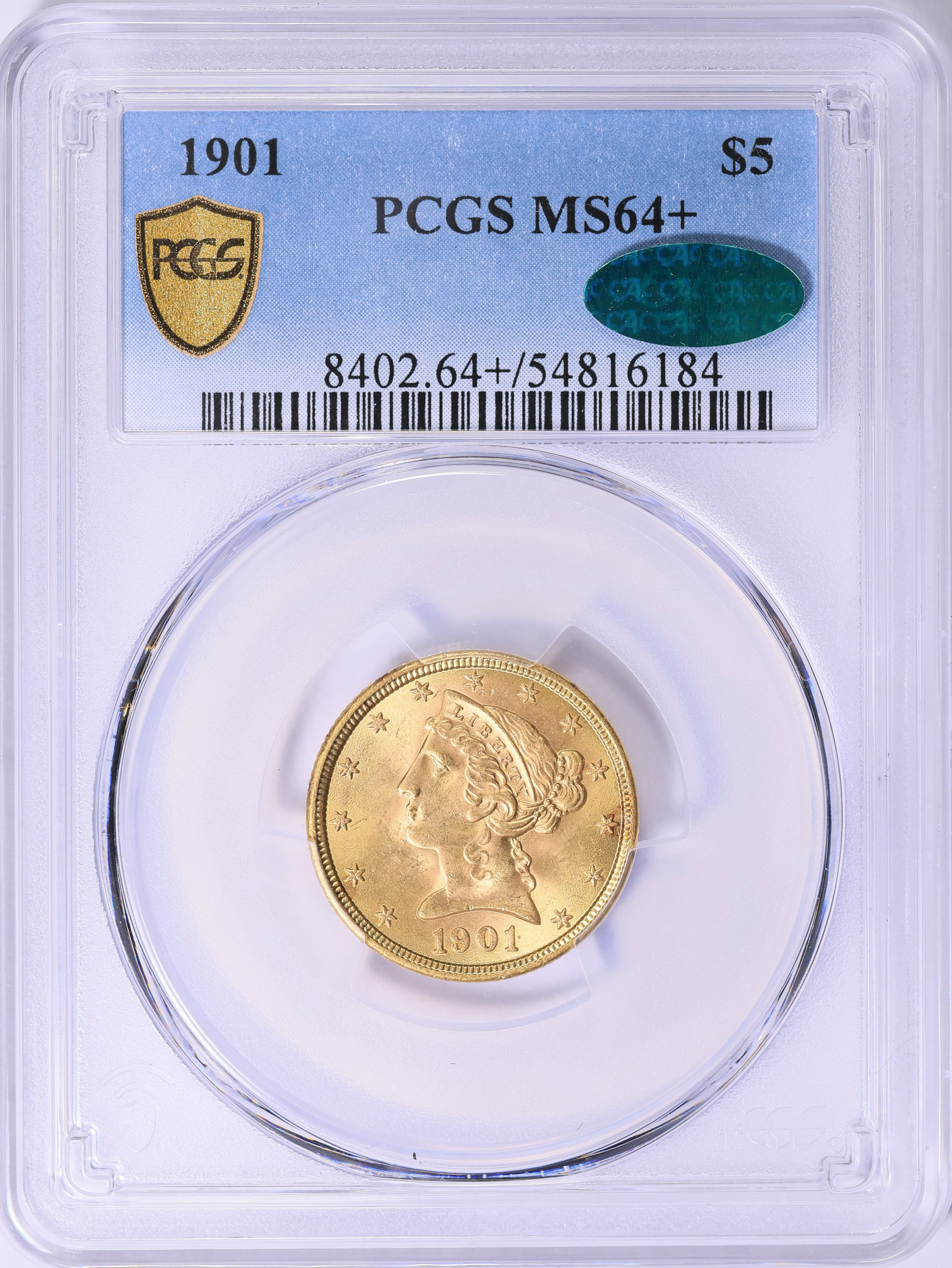 1901 Liberty Gold Half Eagle PCGS MS-64+ (CAC Green) (Item 1798078) | GreatCollections Coin Auctions