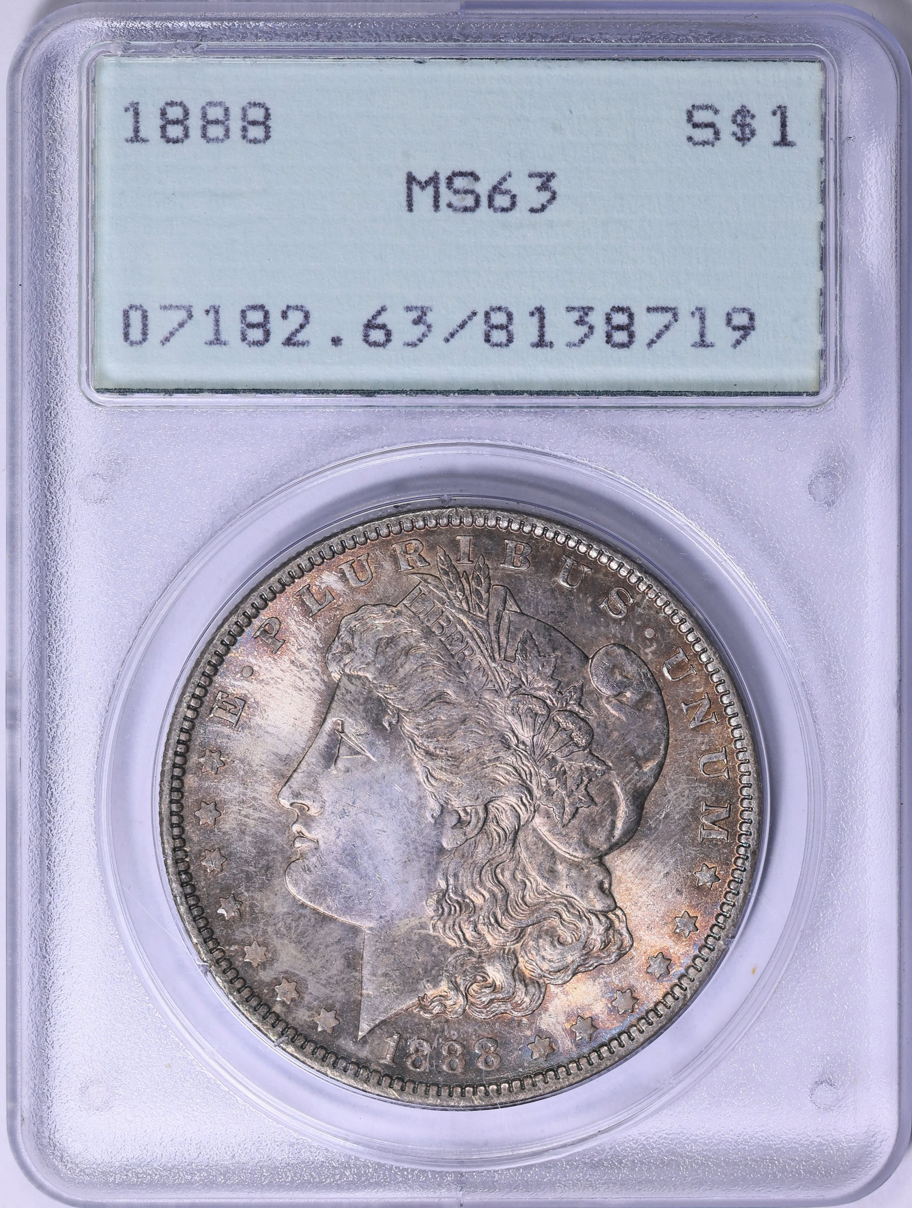 1888 Morgan Silver Dollar PCGS MS-63 OGH (1st Gen) (Toned) (Item 1798089) | GreatCollections ...