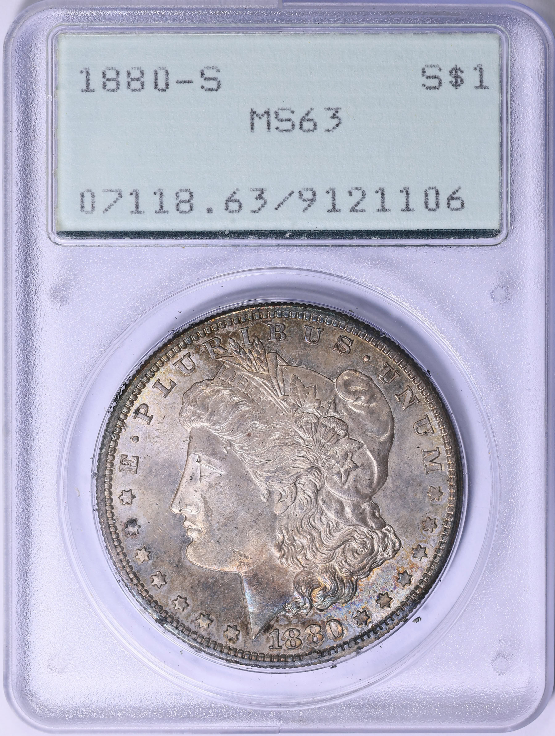 1880-S Morgan Silver Dollar PCGS MS-63 OGH (1st Gen) (Toned) (Item 1798096) | GreatCollections ...