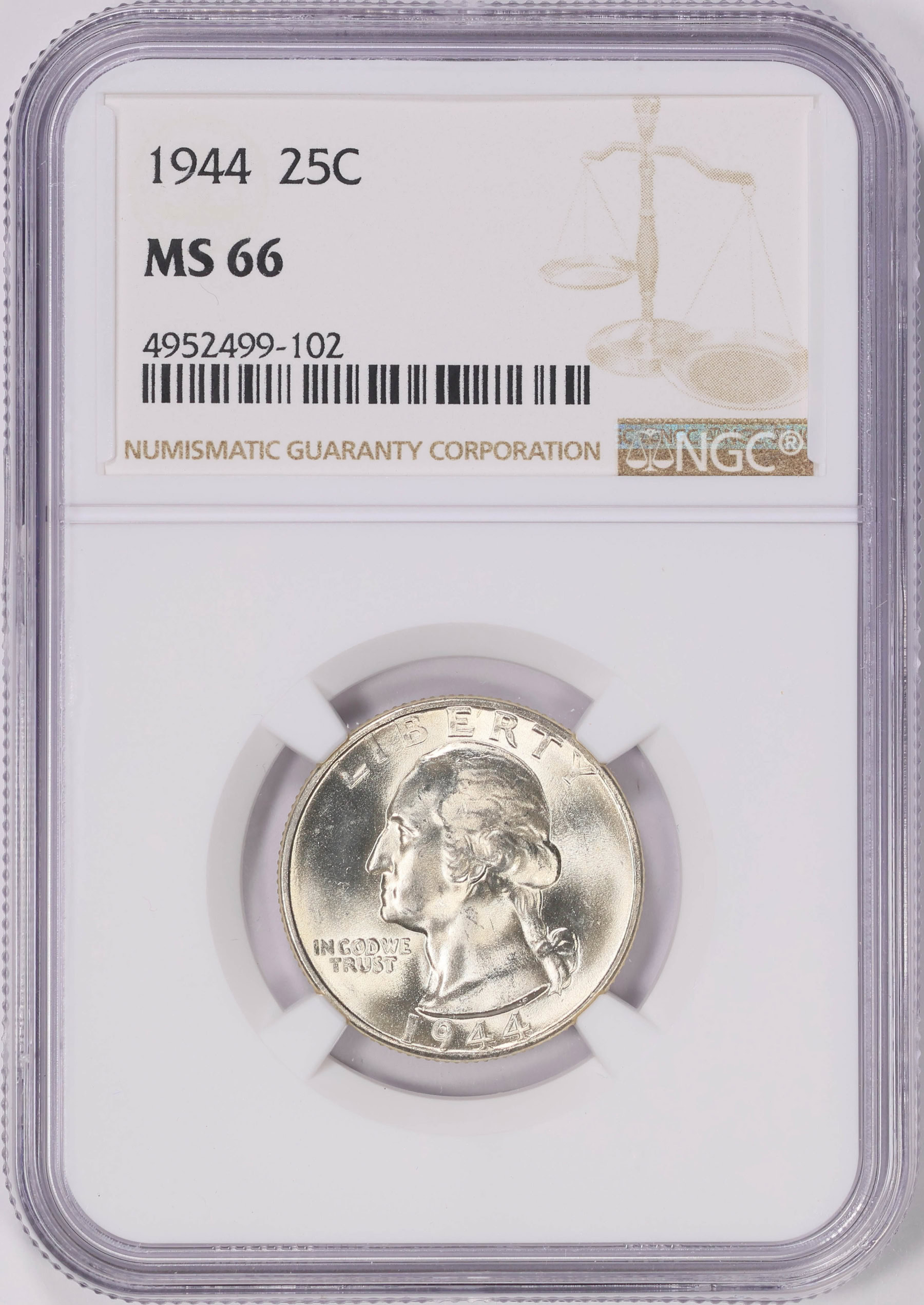 1944 Washington Quarter NGC MS-66 (Item 1798128) | GreatCollections Coin Auctions