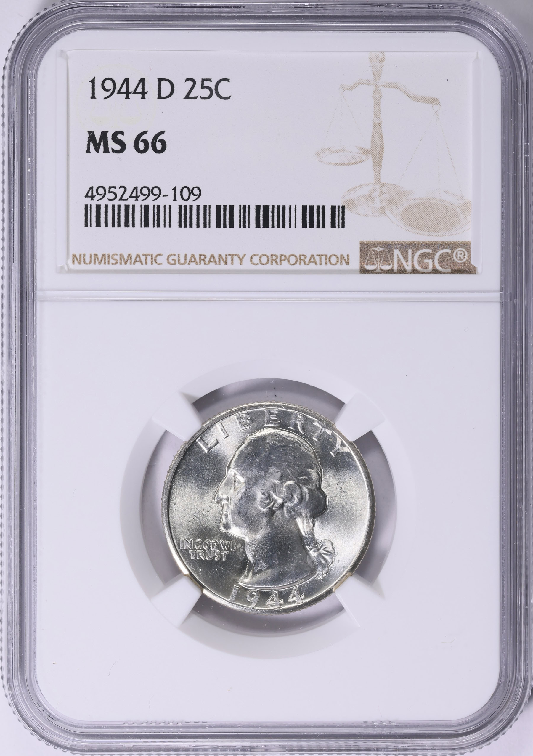 1944-D Washington Quarter NGC MS-66 (Item 1798135) | GreatCollections Coin Auctions