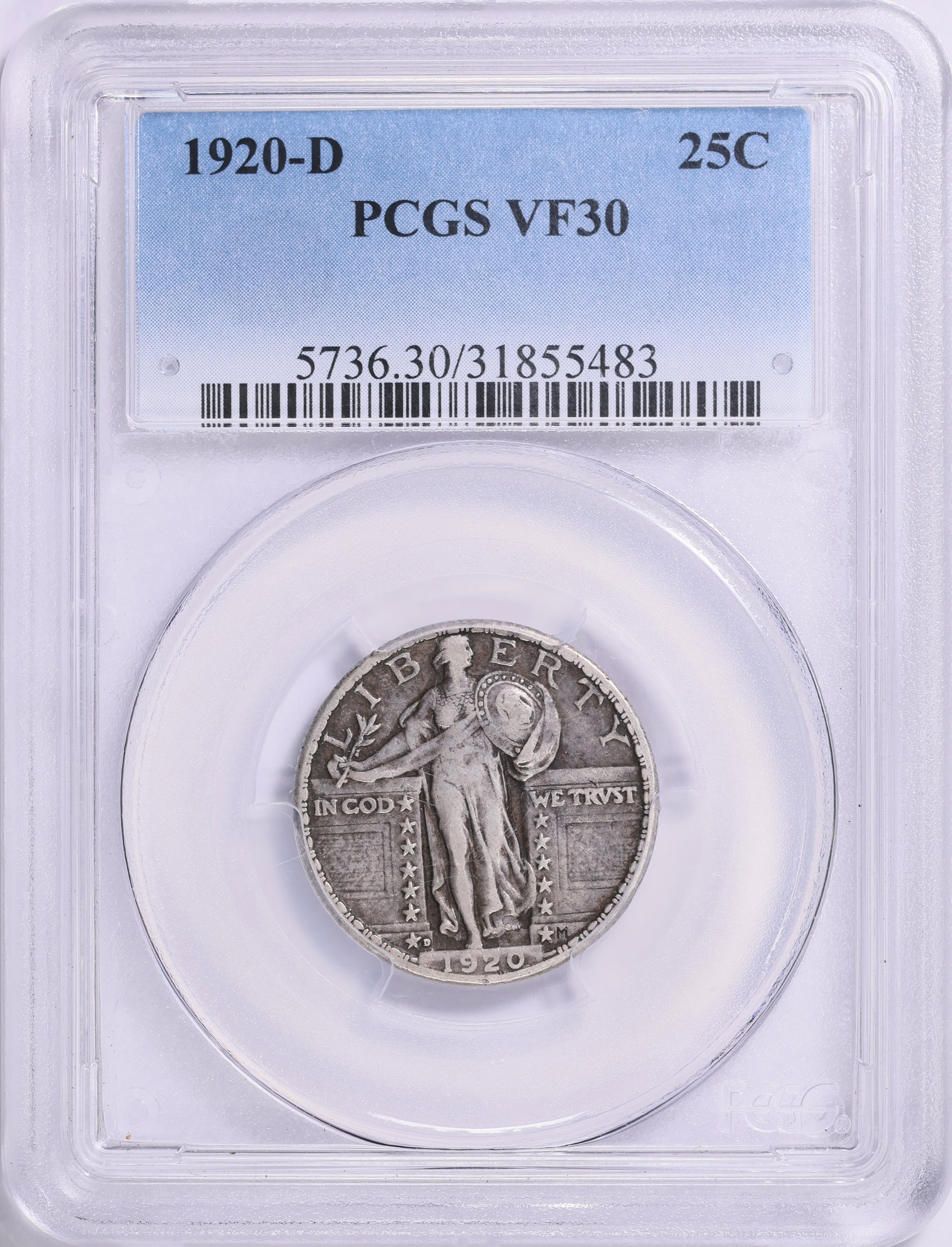 1920-D Standing Liberty Quarter PCGS VF-30 (Item 1798195) | GreatCollections Coin Auctions