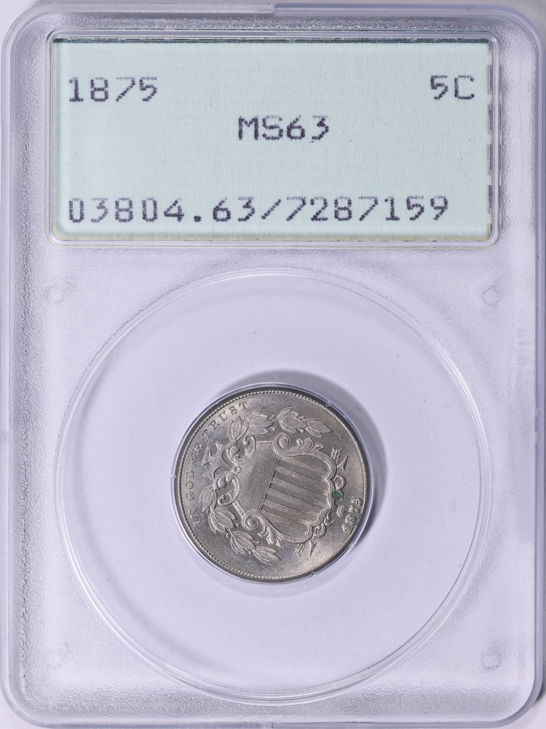1875 Shield Nickel PCGS MS-63 OGH (1st Gen) (Item 1798218 ...