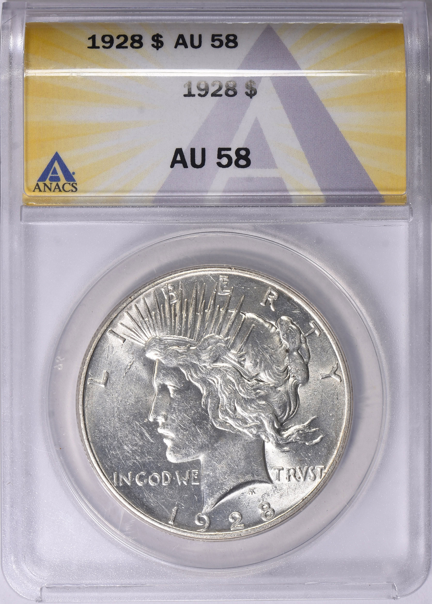 1928 Peace Silver Dollar ANACS AU-58 (Item 1798246) | GreatCollections Coin Auctions
