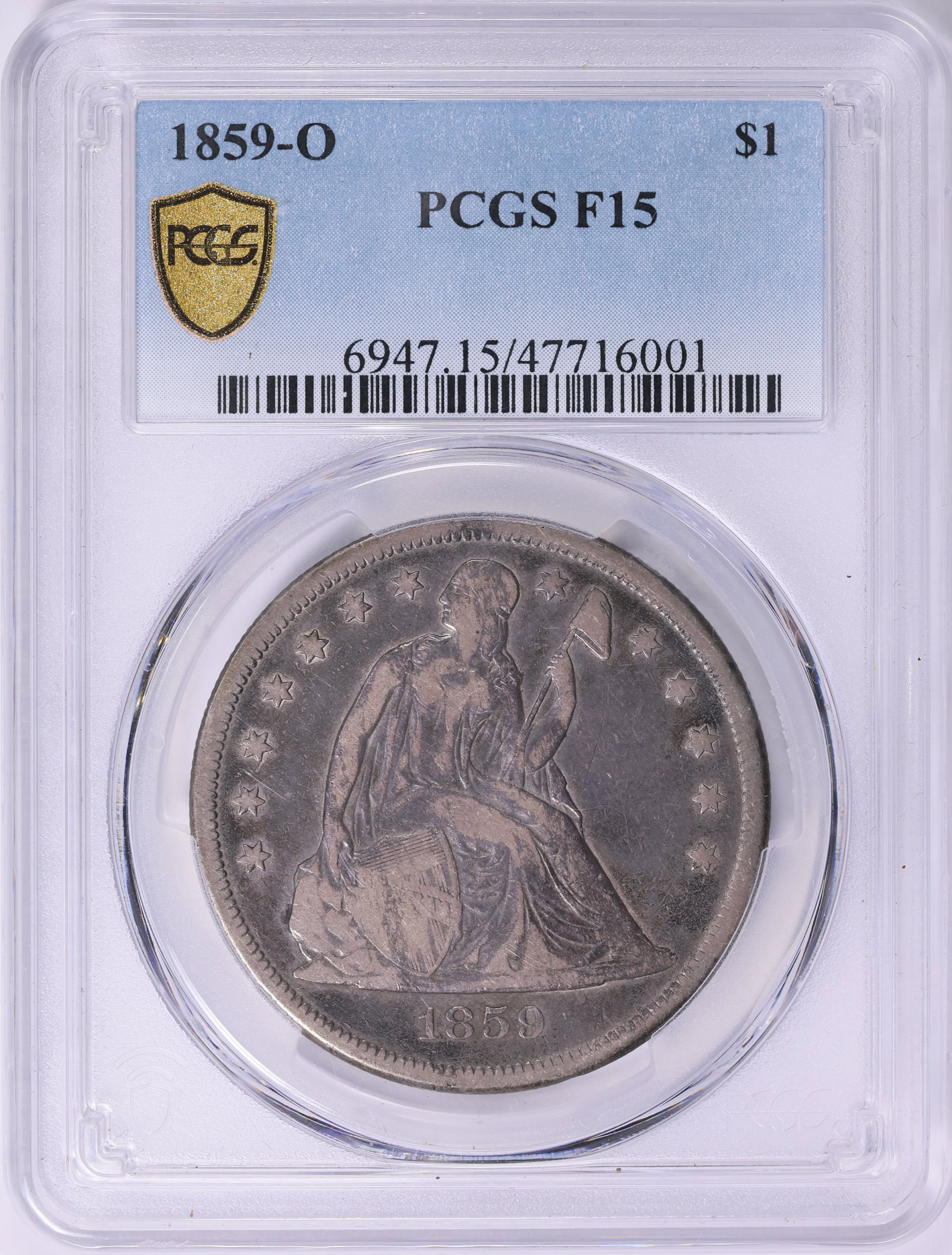 1859-O Seated Liberty Silver Dollar PCGS F-15 (Item 1798268) | GreatCollections Coin Auctions
