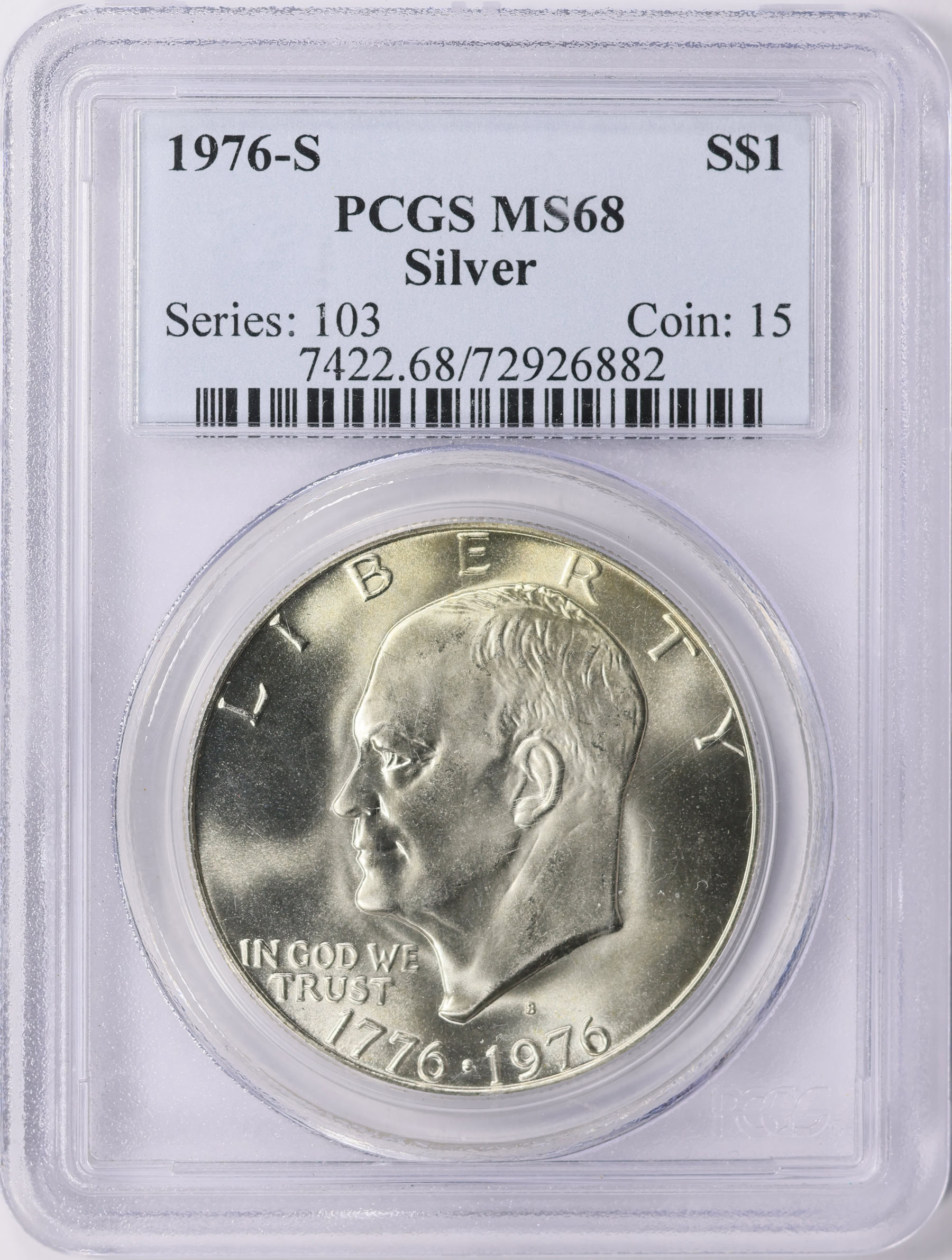 1976-S Eisenhower Dollar Silver PCGS MS-68 (Item 1798278) | GreatCollections Coin Auctions