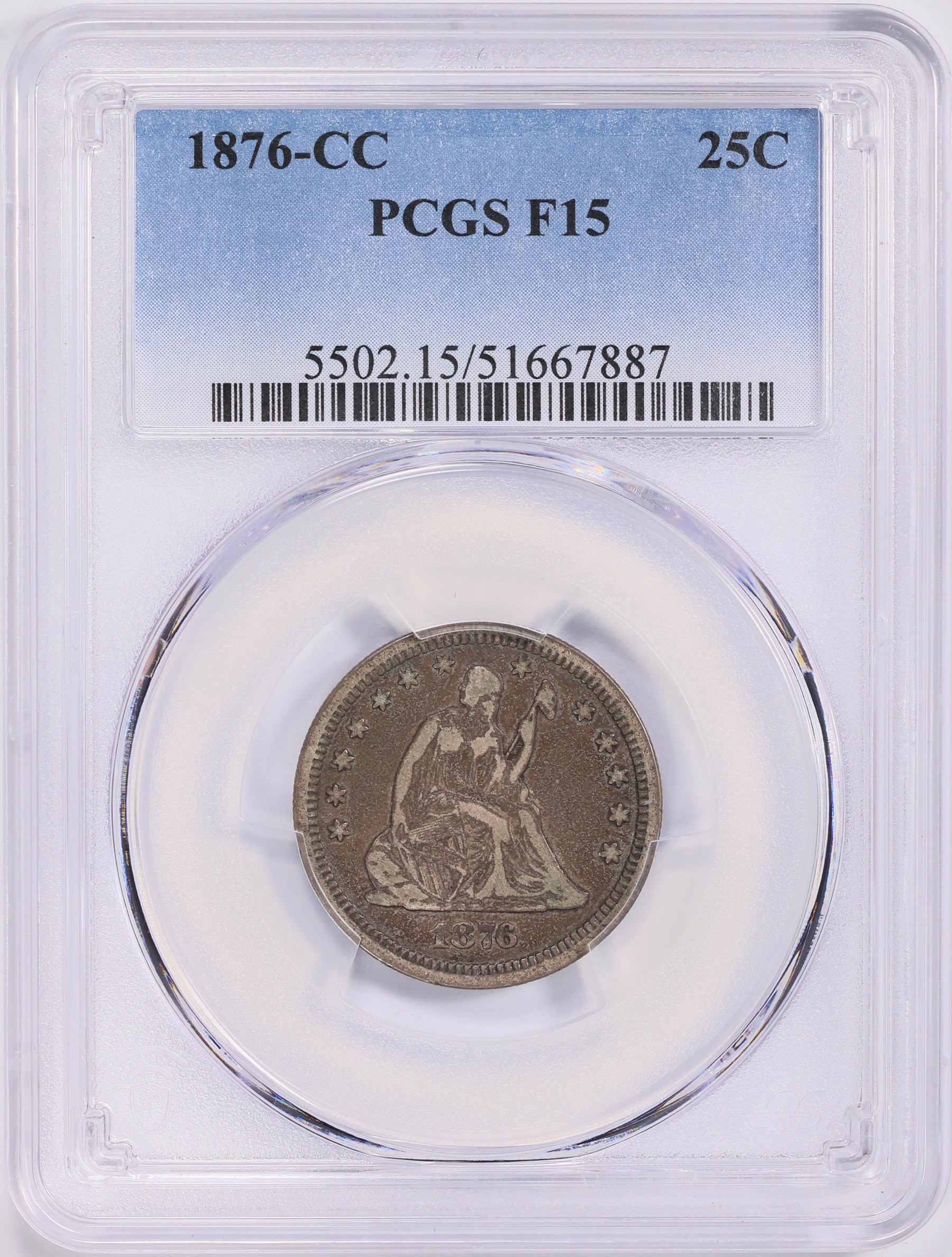 1876-CC Seated Liberty Quarter PCGS F-15 (Item 1798336) | GreatCollections Coin Auctions