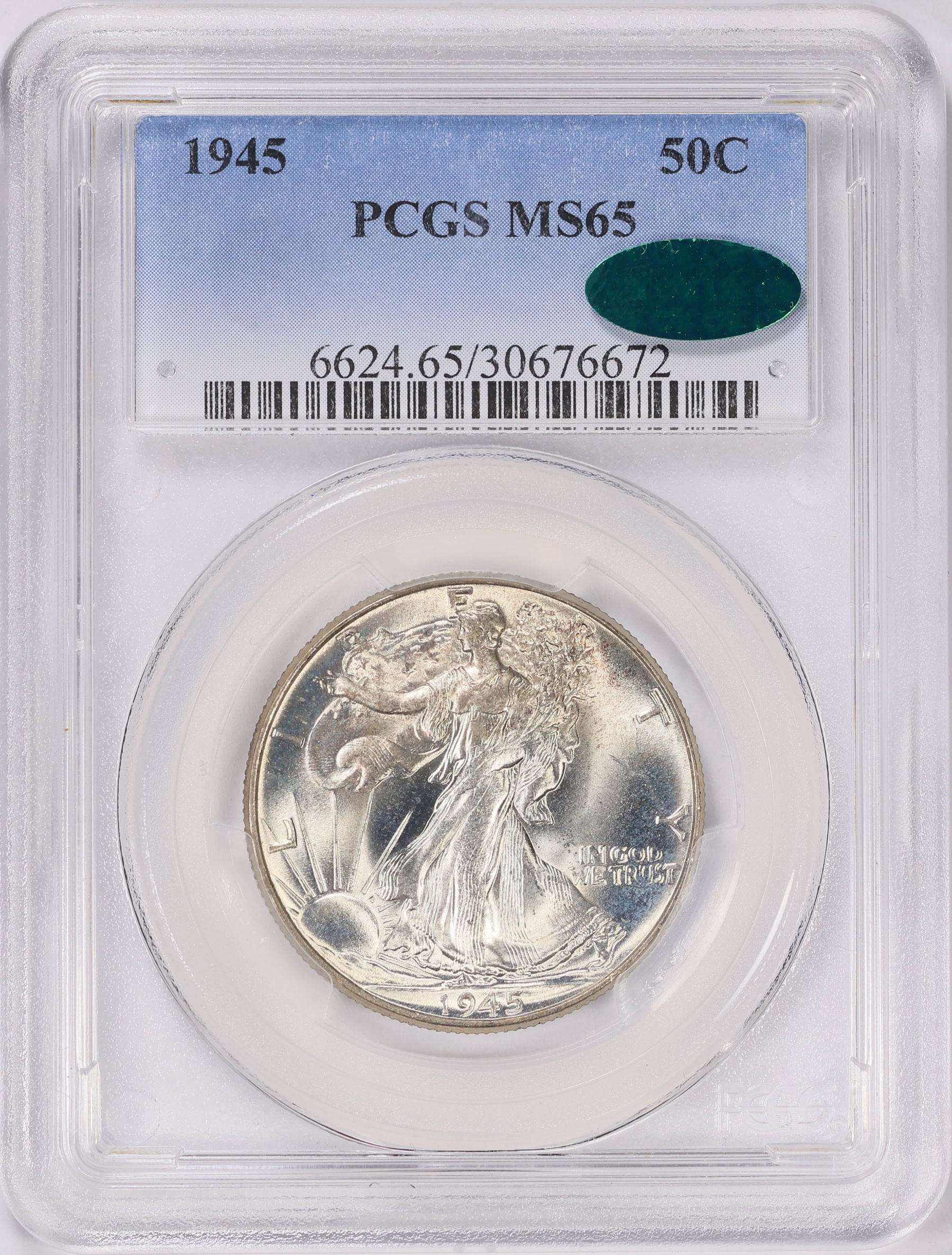 1945 Walking Liberty Half Dollar PCGS MS-65 (CAC Green) (Item 1798434) | GreatCollections Coin ...