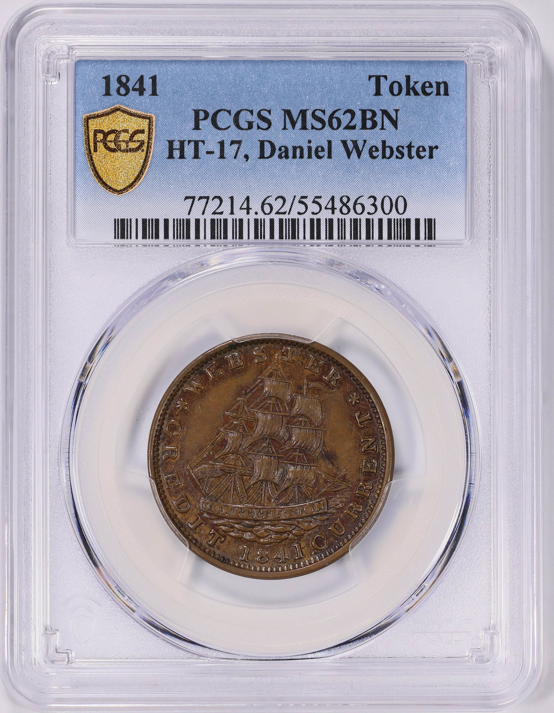 1841 Daniel Webster Hard Times Token HT-17 PCGS MS-62 BN (Item 1798445 ...