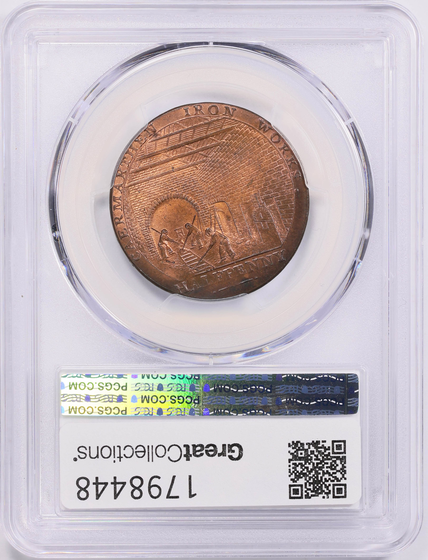 Wales - Carmarthenshire, Carmarthen ND (c.1790s) 1/2 Penny Token PCGS ...