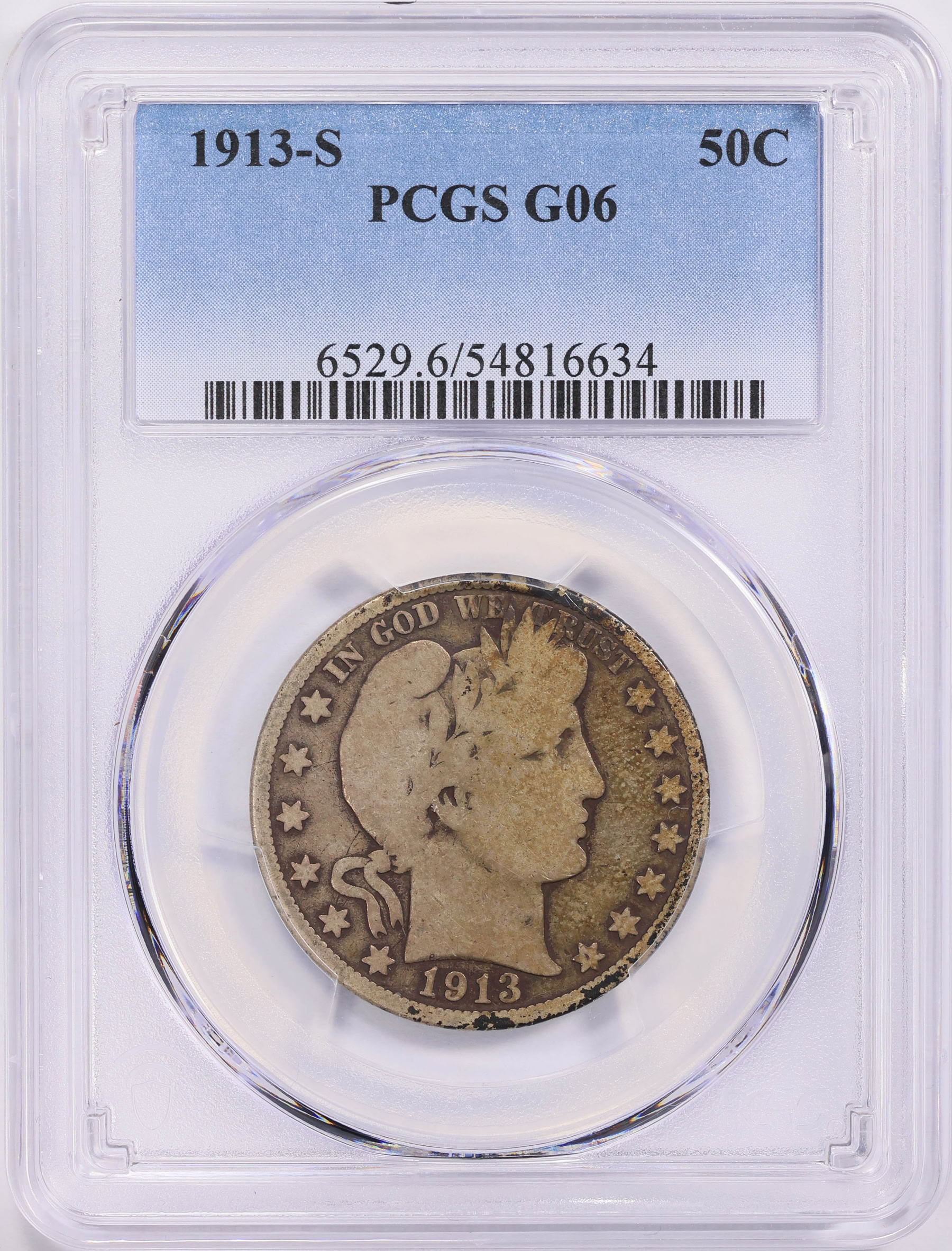 1913-S Barber Half Dollar PCGS G-06 (Item 1798494) | GreatCollections Coin Auctions
