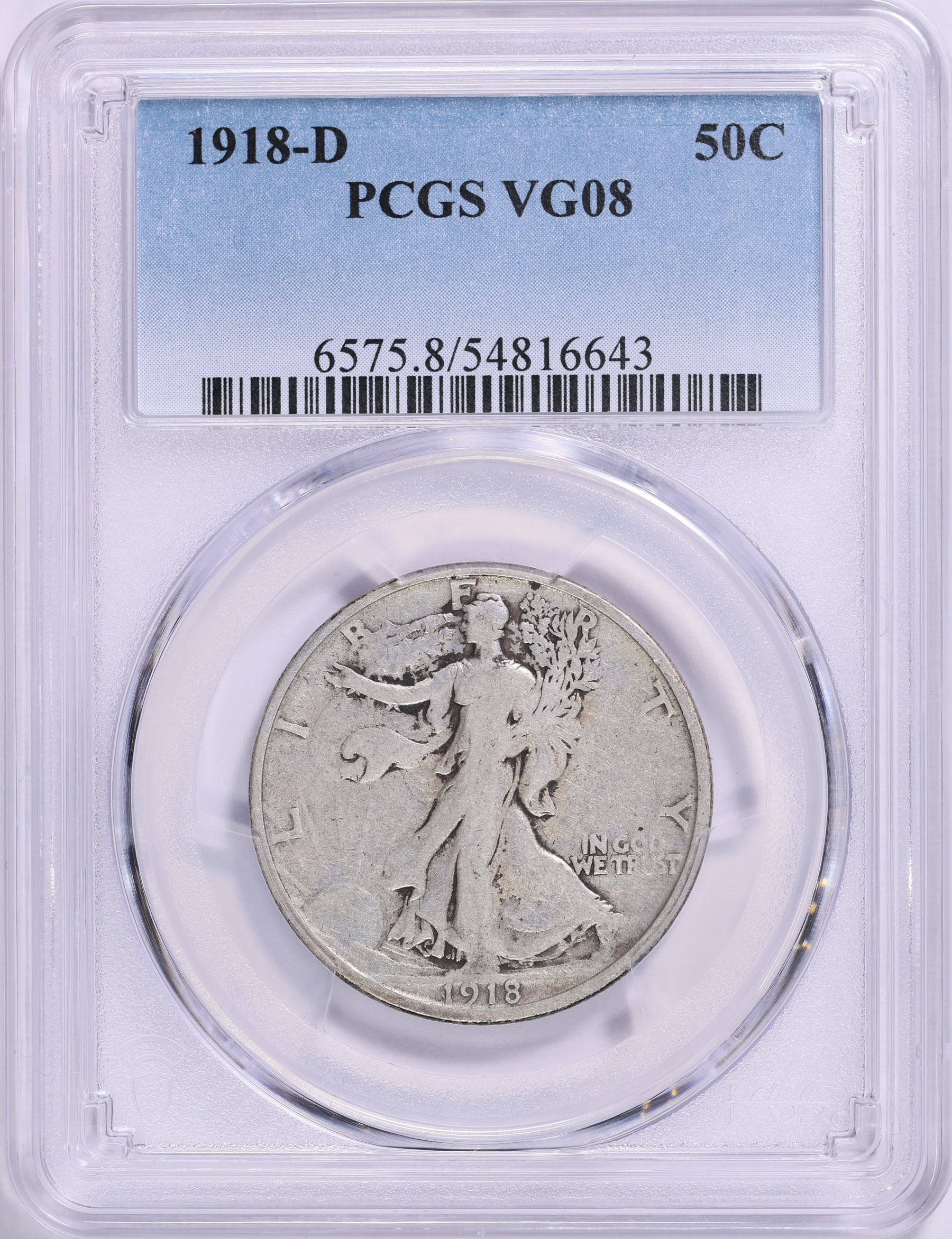 1918-D Walking Liberty Half Dollar PCGS VG-08 (Item 1798503 ...