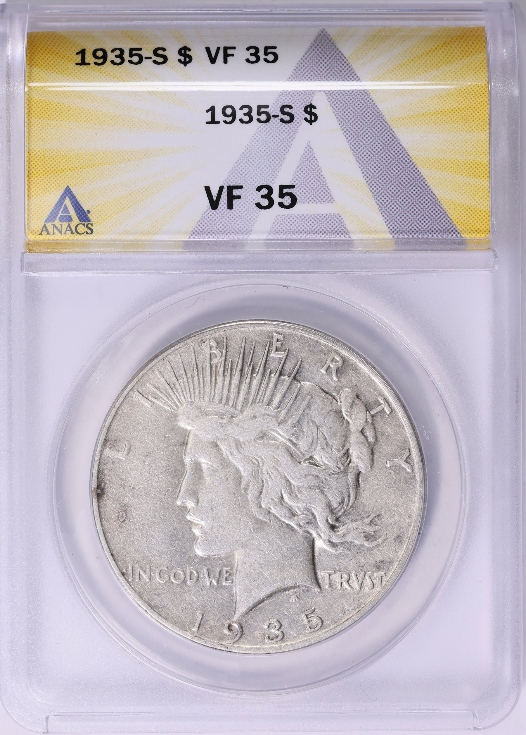 1935-S Peace Silver Dollar ANACS VF-35 (Item 1798561) | GreatCollections Coin Auctions