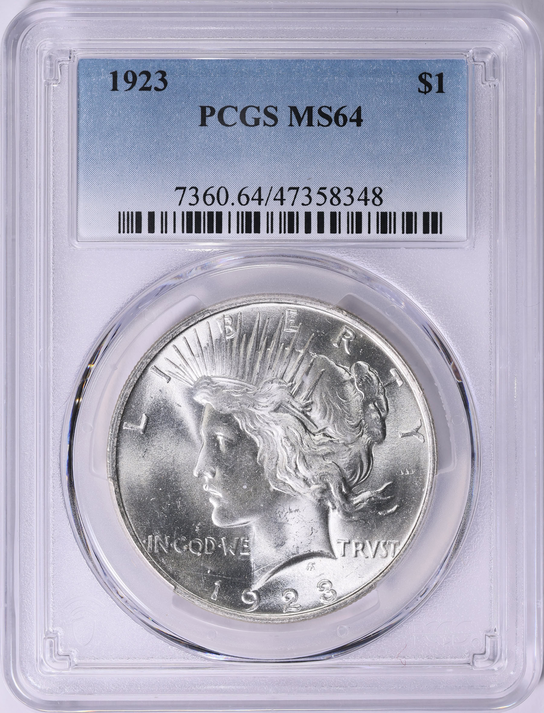 1923 Peace Silver Dollar PCGS MS-64 (Item 1798564) | GreatCollections Coin Auctions