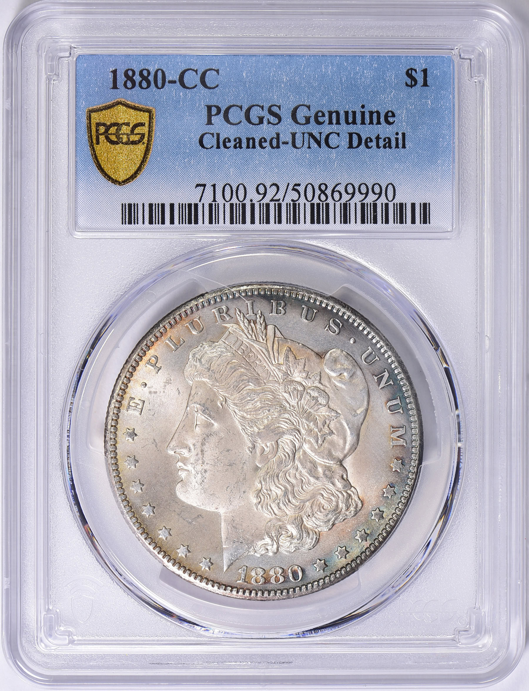 1880-CC Morgan Silver Dollar PCGS Genuine Unc Details (Item 1798569) | GreatCollections Coin ...