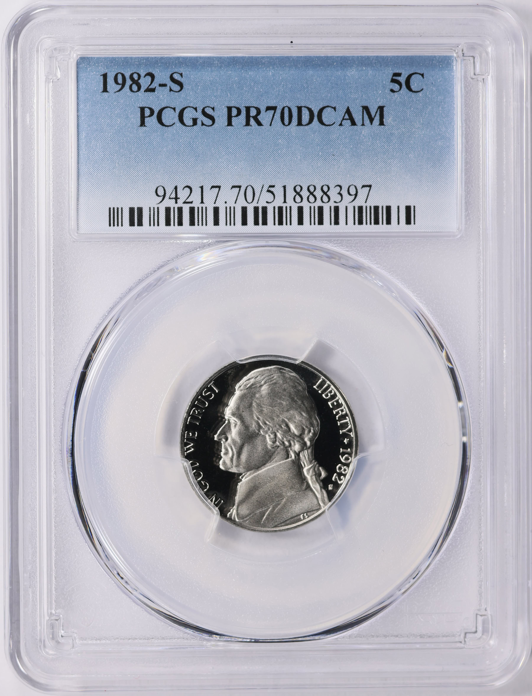 1982-S Jefferson Nickel PCGS Proof-70 DCAM (Item 1798763 ...