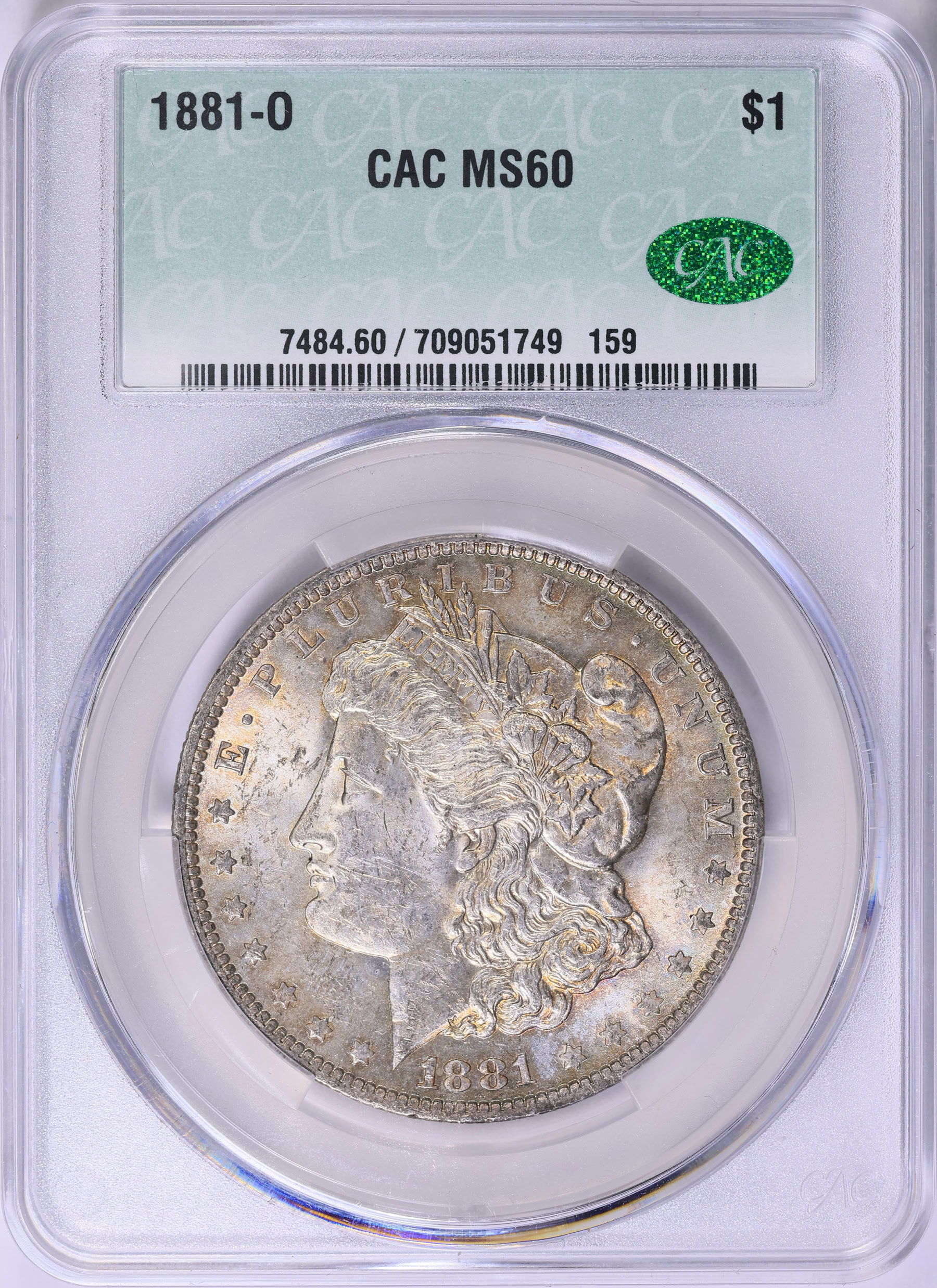 1881-O Morgan Silver Dollar CACG MS-60 (Toned) (Item 1798808) | GreatCollections Coin Auctions