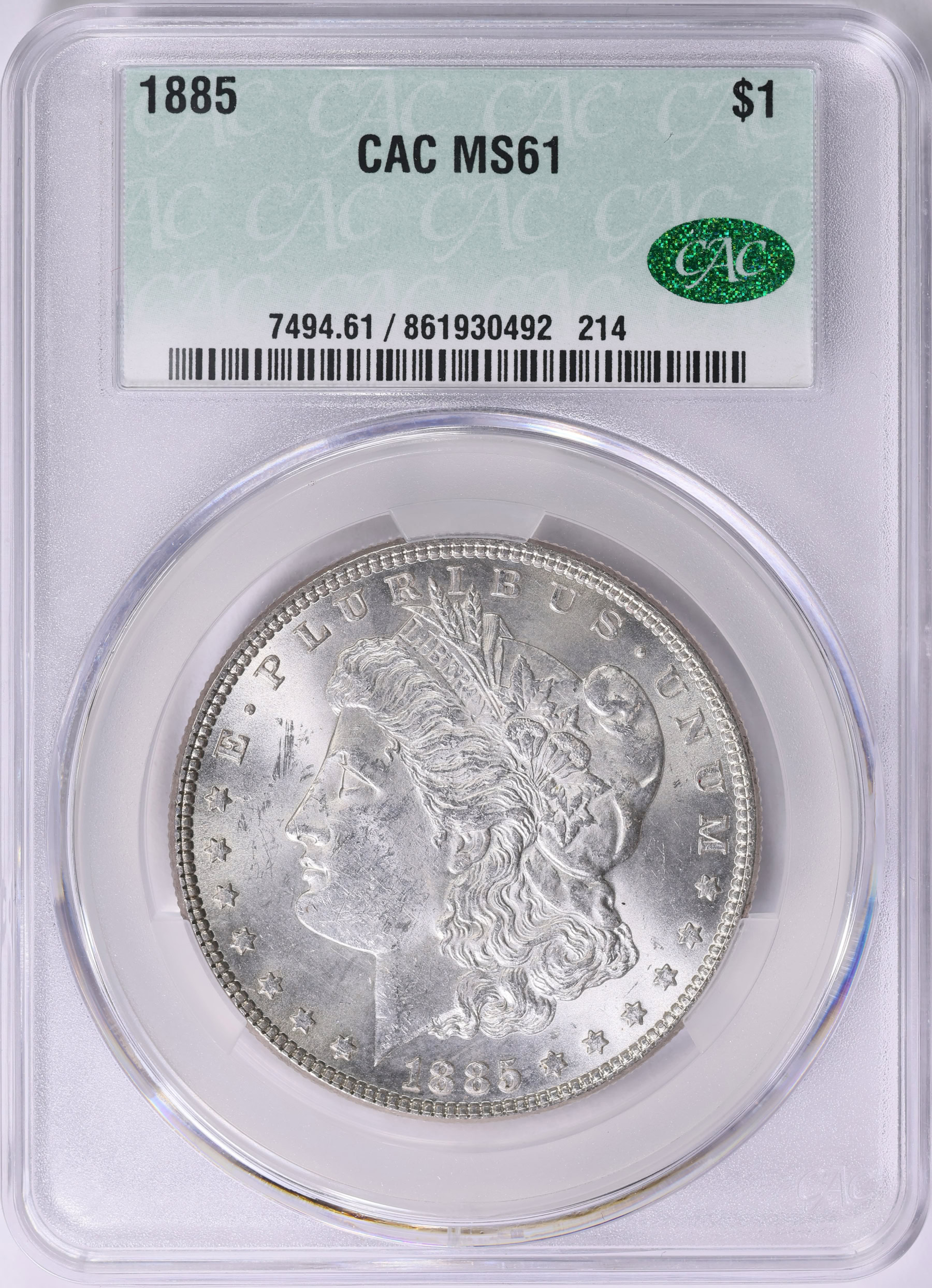 1885 Morgan Silver Dollar CACG MS-61 (Item 1798813) | GreatCollections Coin Auctions