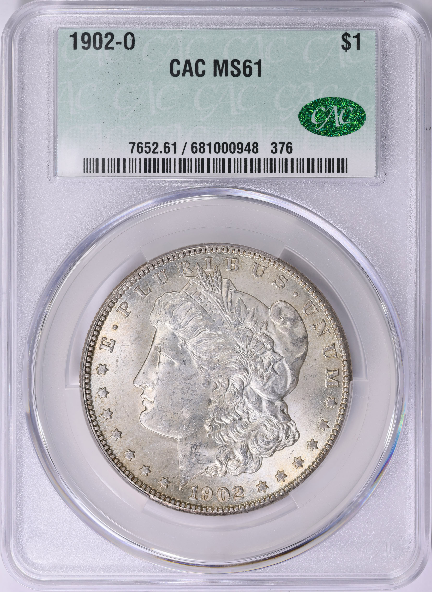 1902-O Morgan Silver Dollar CACG MS-61 (Toned) (Item 1798814) | GreatCollections Coin Auctions