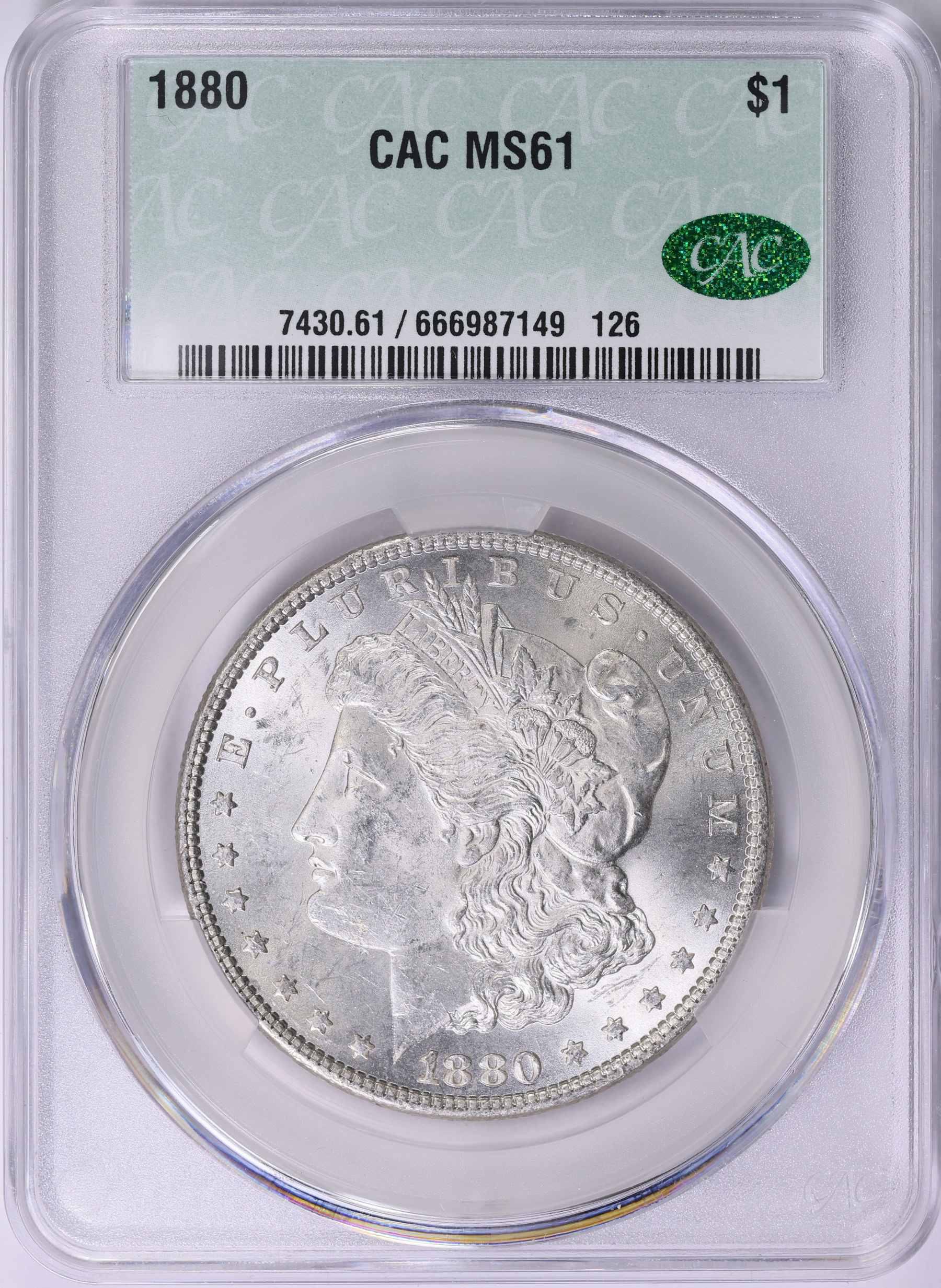 1880 Morgan Silver Dollar CACG MS-61 (Item 1798815) | GreatCollections Coin Auctions