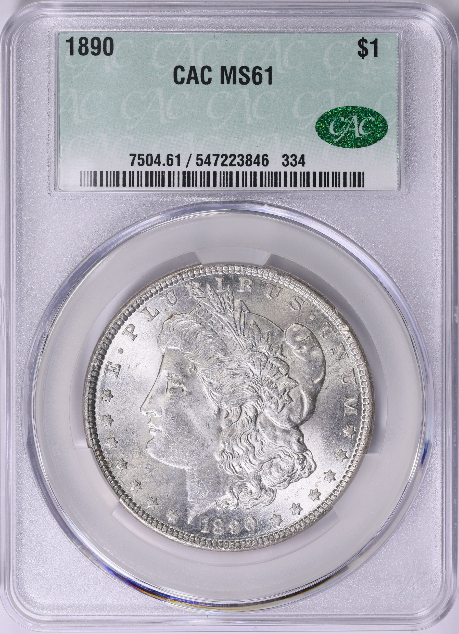 1890 Morgan Silver Dollar CACG MS-61 (Item 1798820) | GreatCollections Coin Auctions