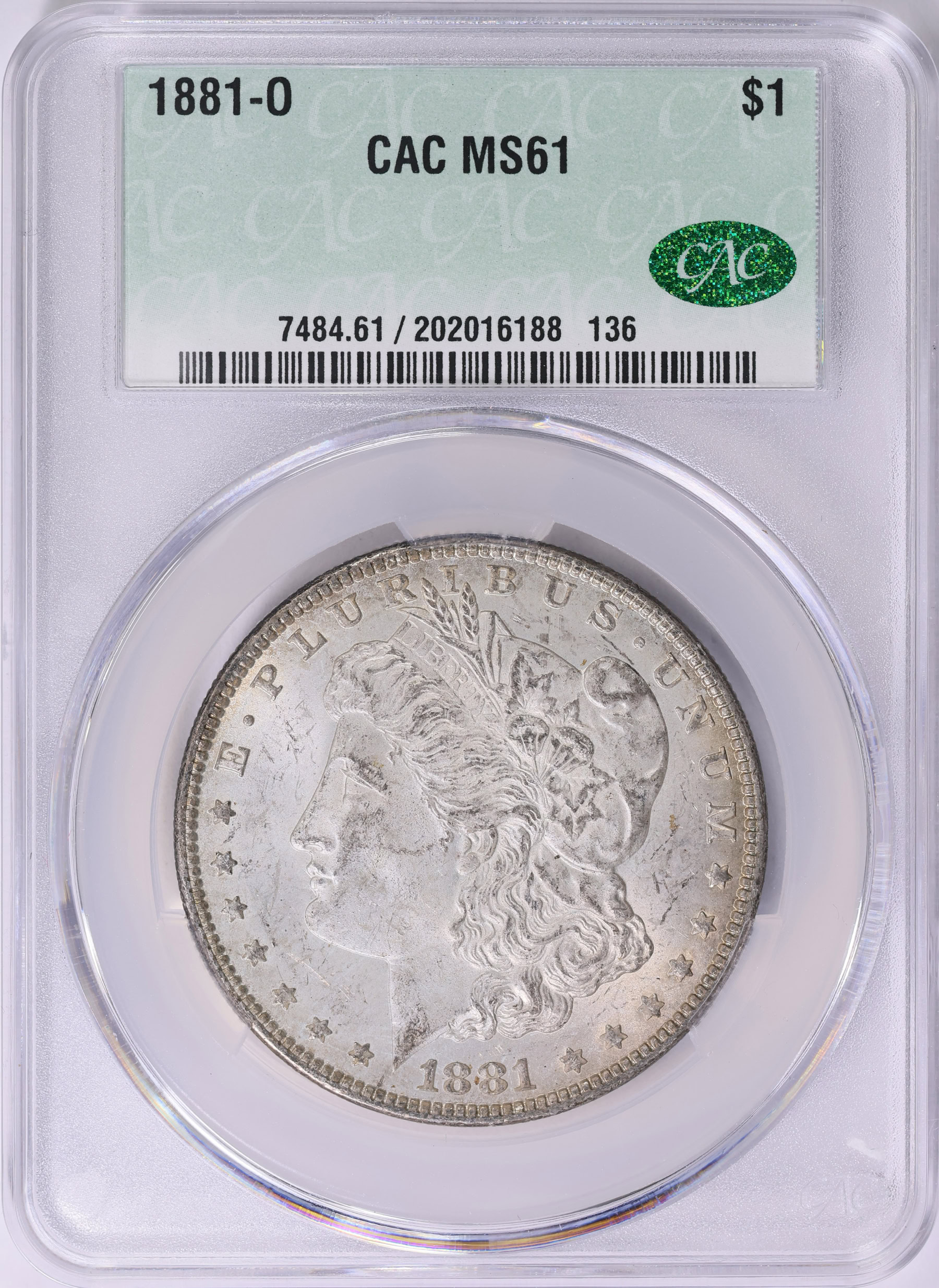 1881-O Morgan Silver Dollar CACG MS-61 (Toned) (Item 1798821) | GreatCollections Coin Auctions