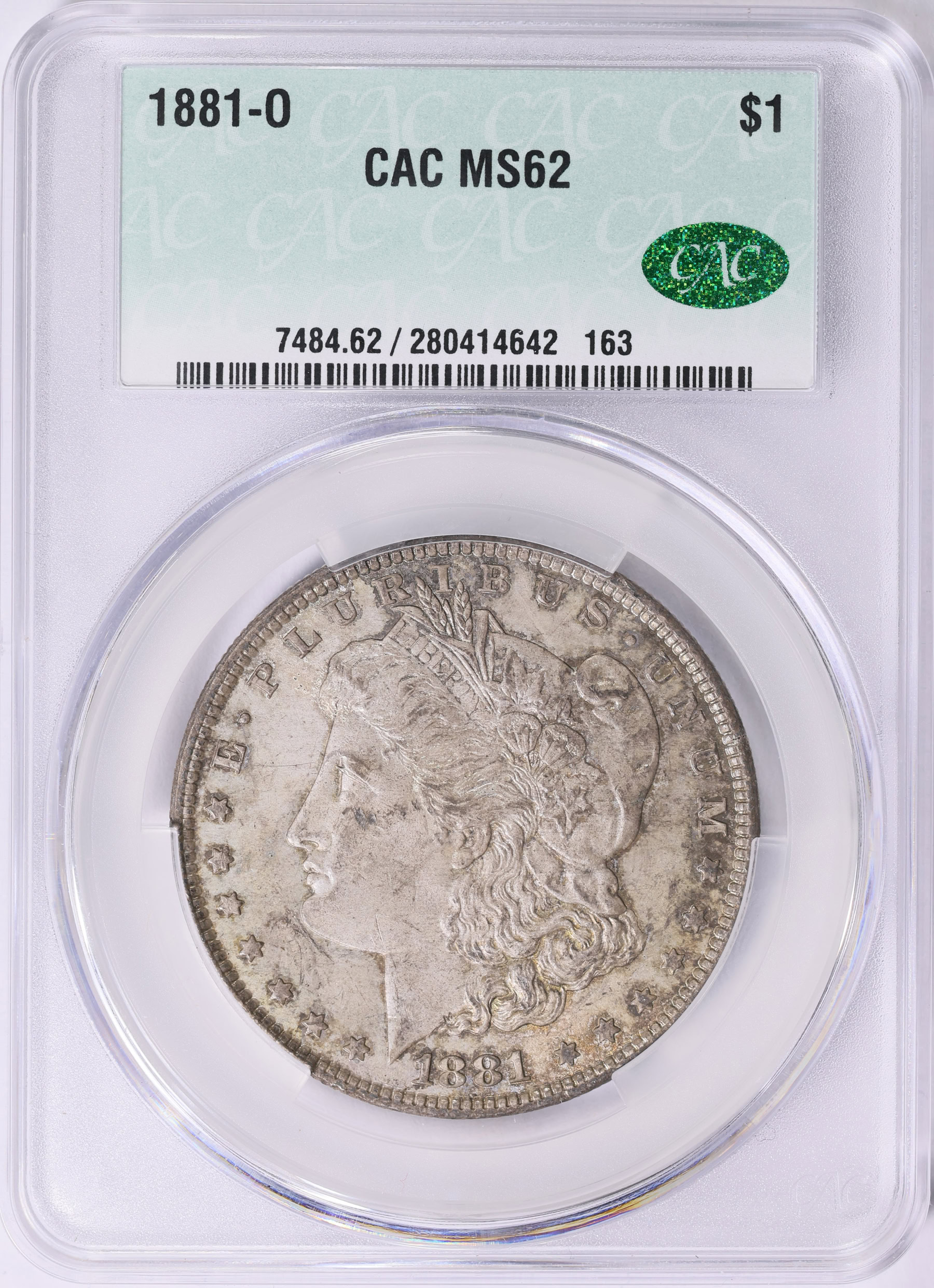 1881-O Morgan Silver Dollar CACG MS-62 (Toned) (Item 1798839) | GreatCollections Coin Auctions