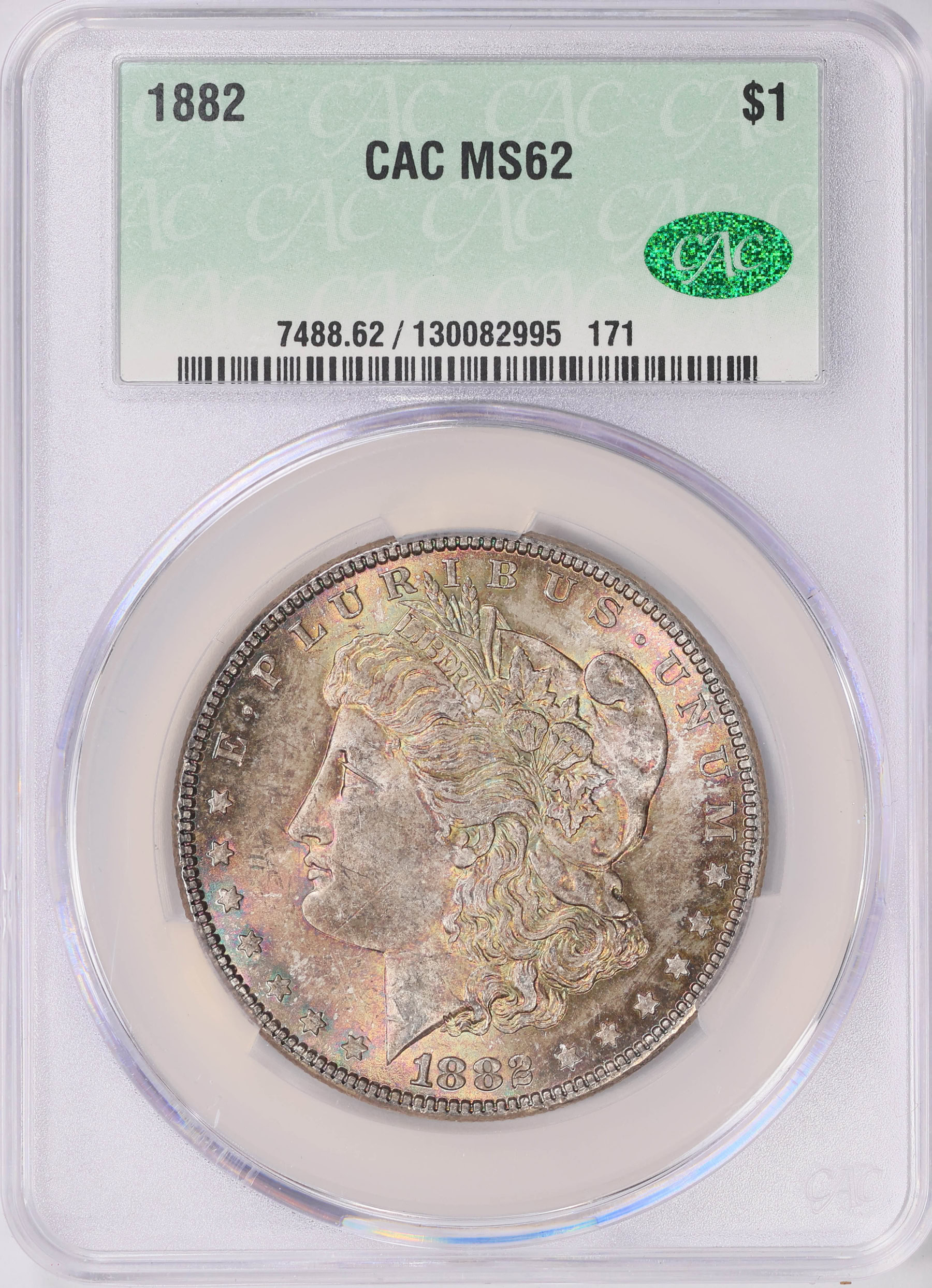 1882 Morgan Silver Dollar CACG MS-62 (Toned) (Item 1798841) | GreatCollections Coin Auctions