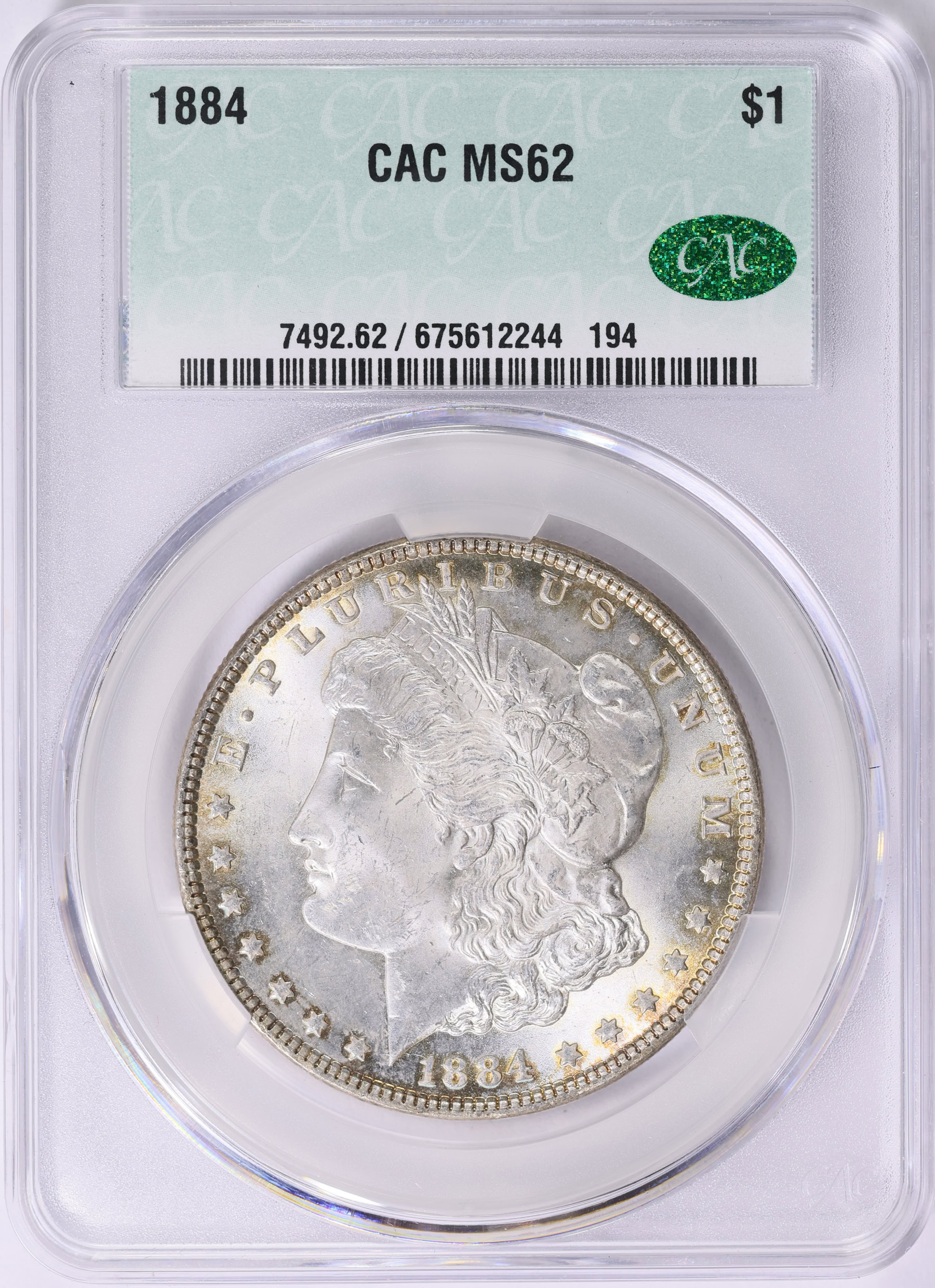 1884 Morgan Silver Dollar CACG MS-62 (Toned) (Item 1798846) | GreatCollections Coin Auctions