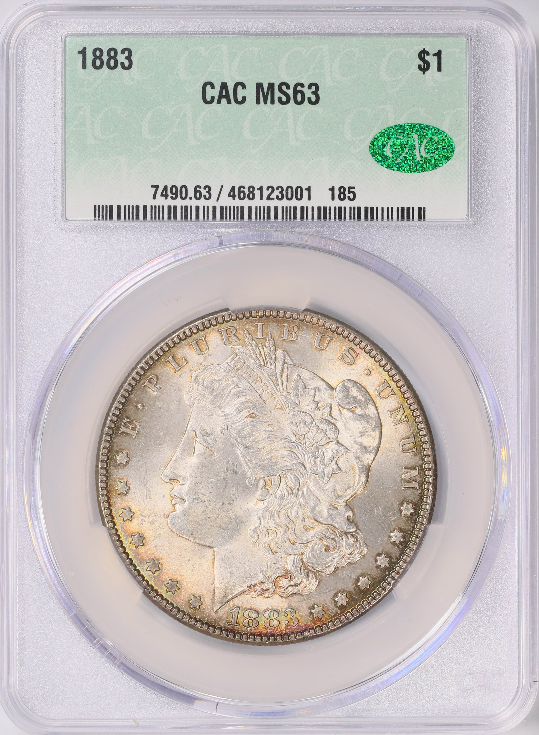 1883 Morgan Silver Dollar CACG MS-63 (Toned) (Item 1798866) | GreatCollections Coin Auctions