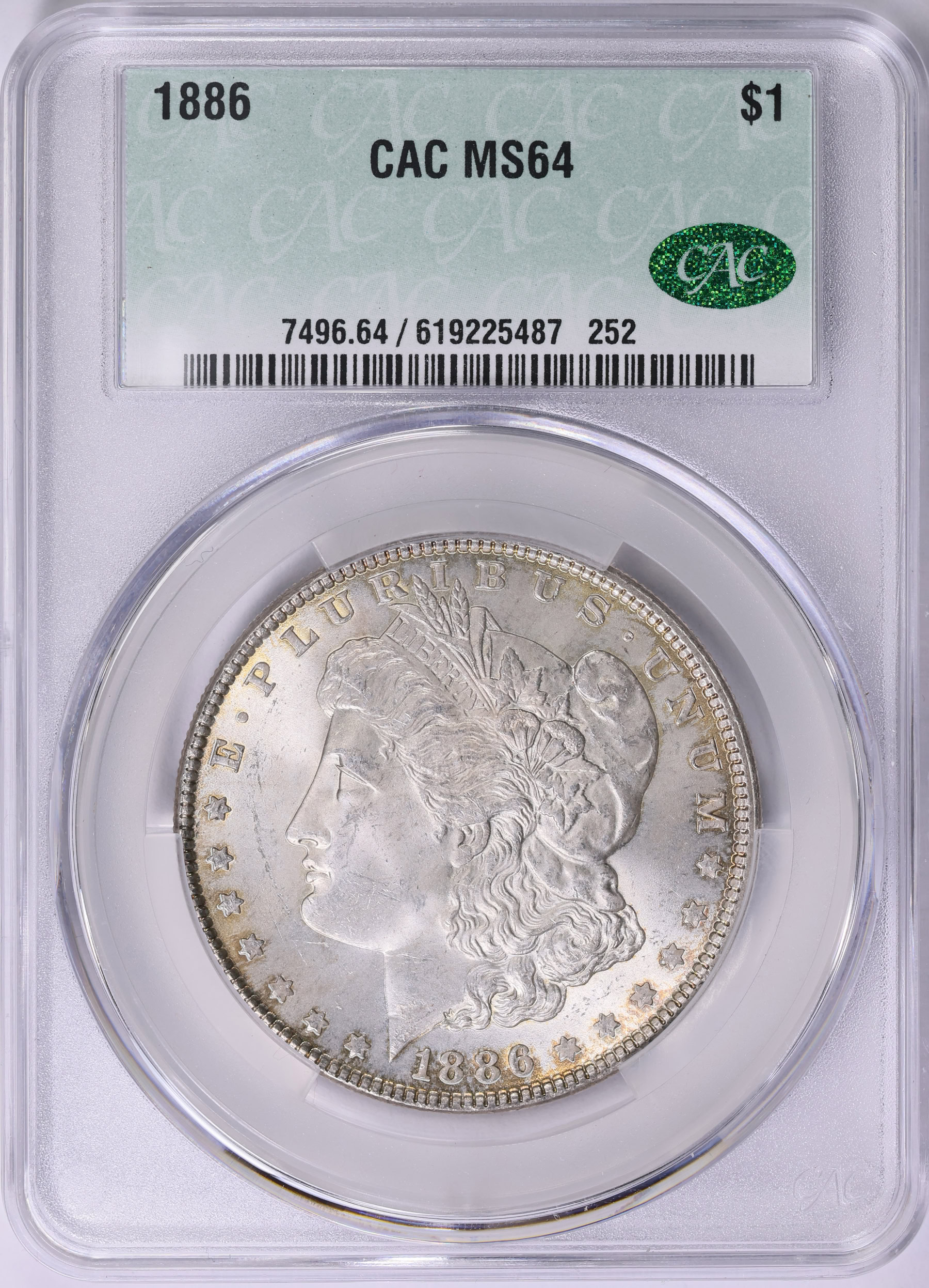 1886 Morgan Silver Dollar CACG MS-64 (Toned) (Item 1798891) | GreatCollections Coin Auctions