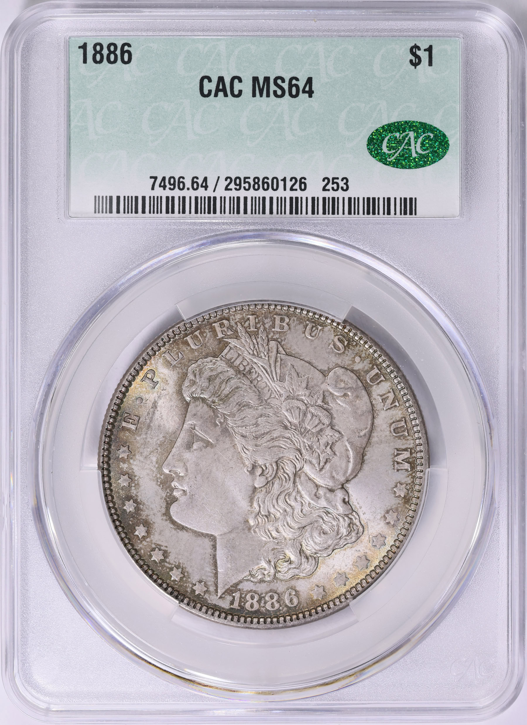 1886 Morgan Silver Dollar CACG MS-64 (Toned) (Item 1798892) | GreatCollections Coin Auctions