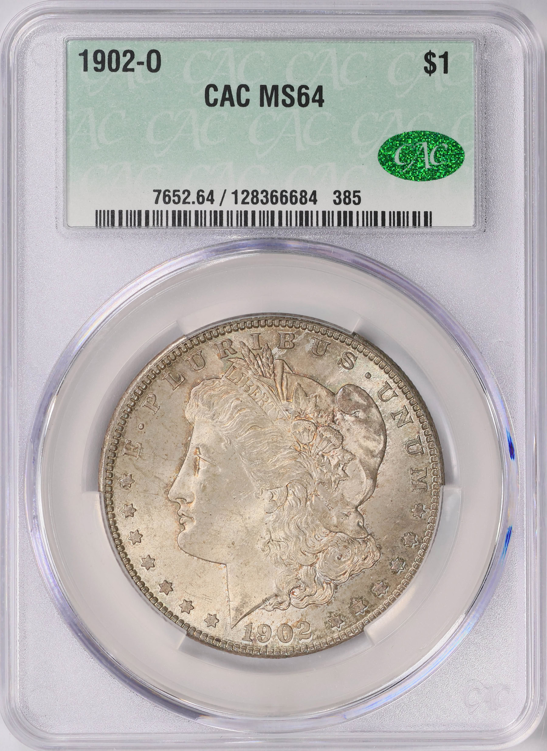1902-O Morgan Silver Dollar CACG MS-64 (Toned) (Item 1798896) | GreatCollections Coin Auctions