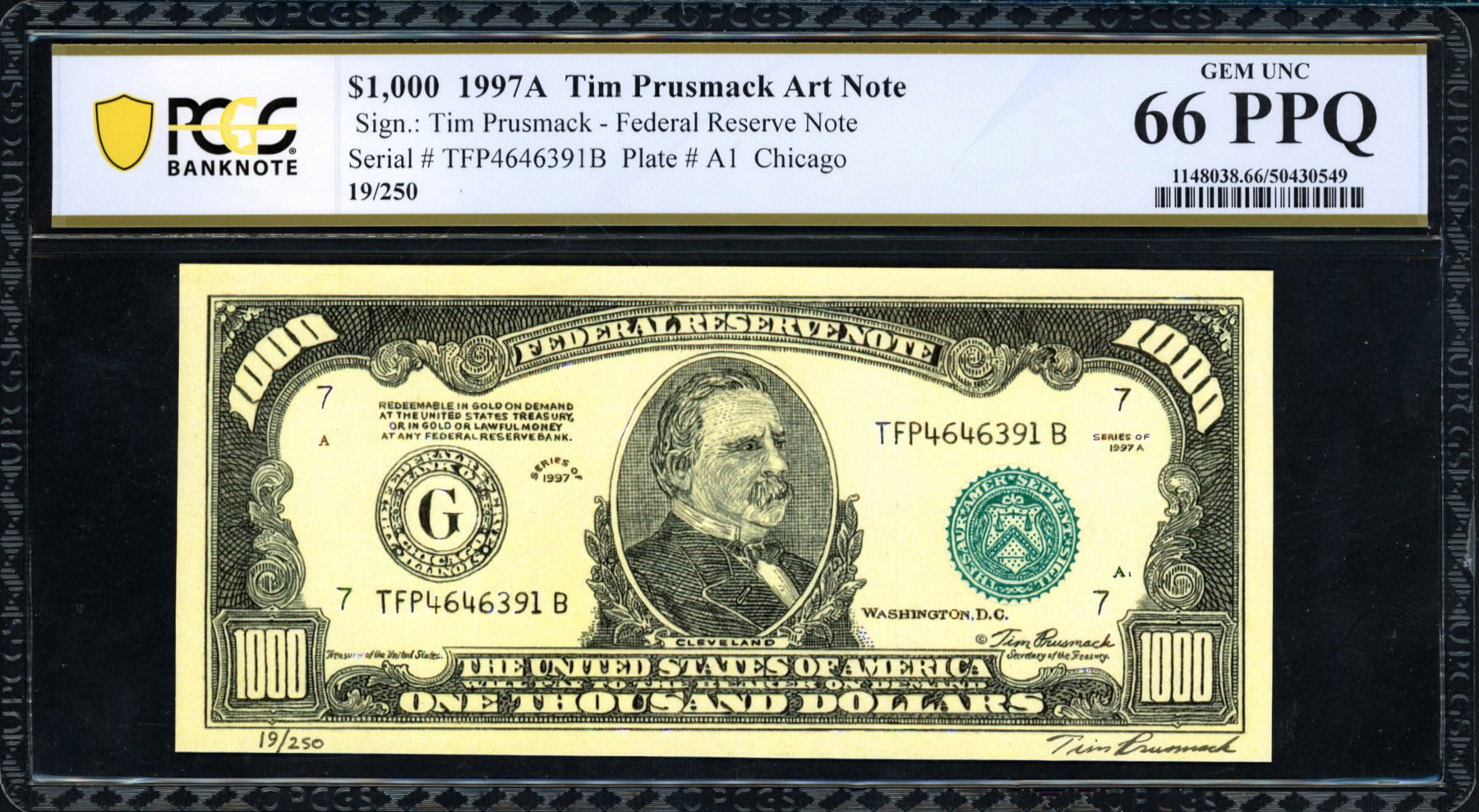 1997A $1,000 Chicago Federal Reserve Tim Prusmack Art Note PCGS ...