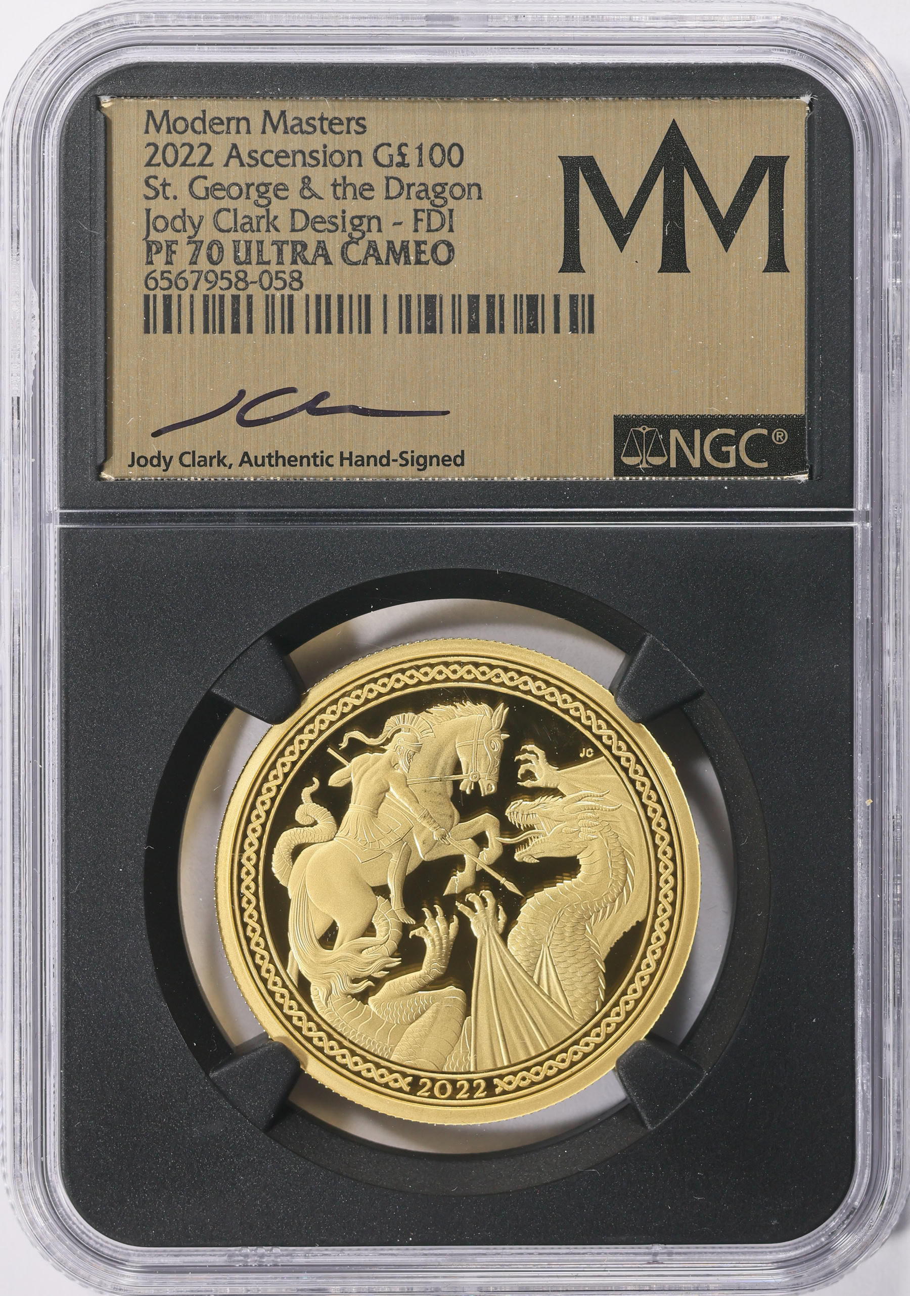Ascension Island 2022 Gold £100 Modern Masters St. George and the ...