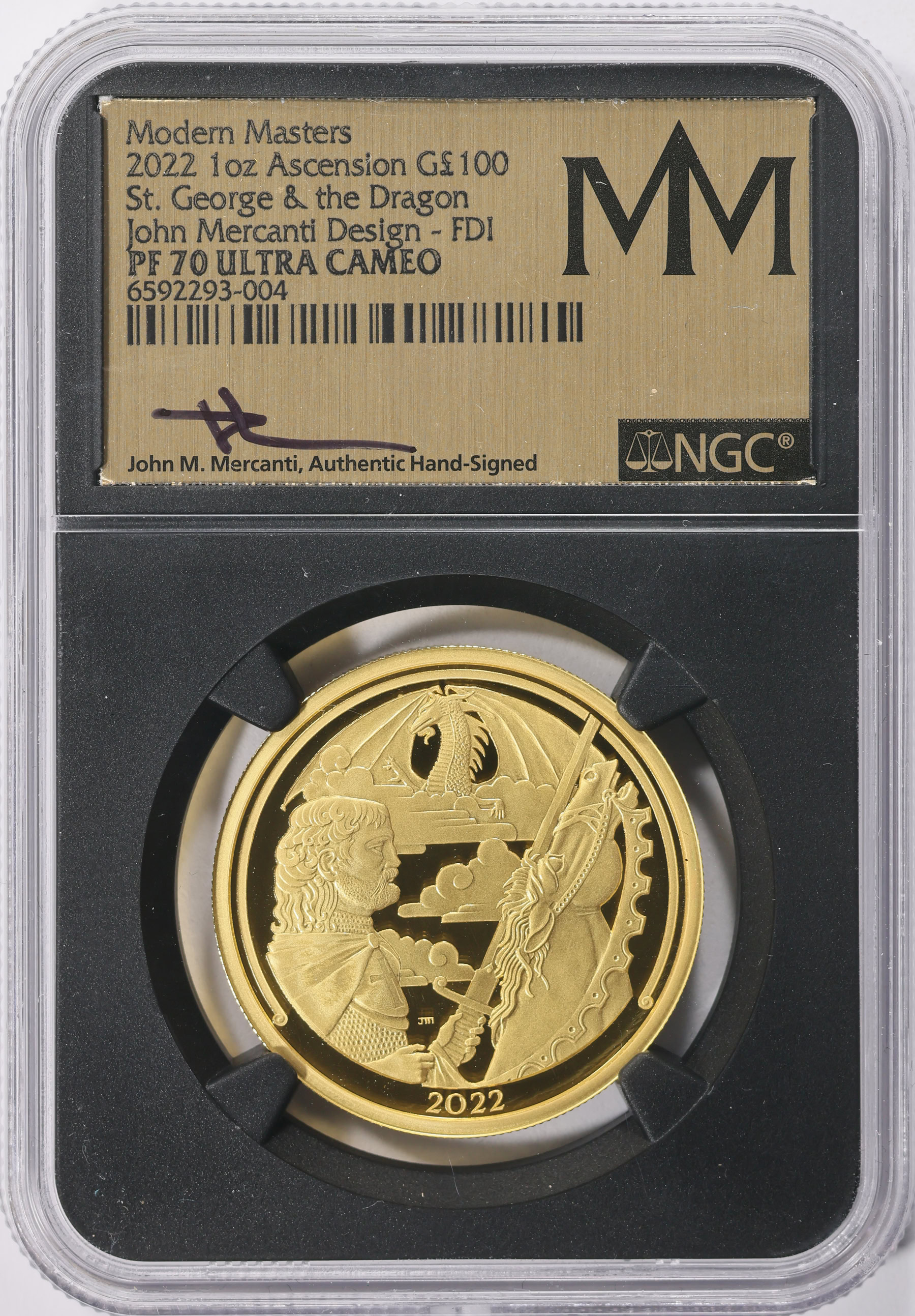 Ascension Island 2022 Gold £100 Modern Masters St. George and the ...