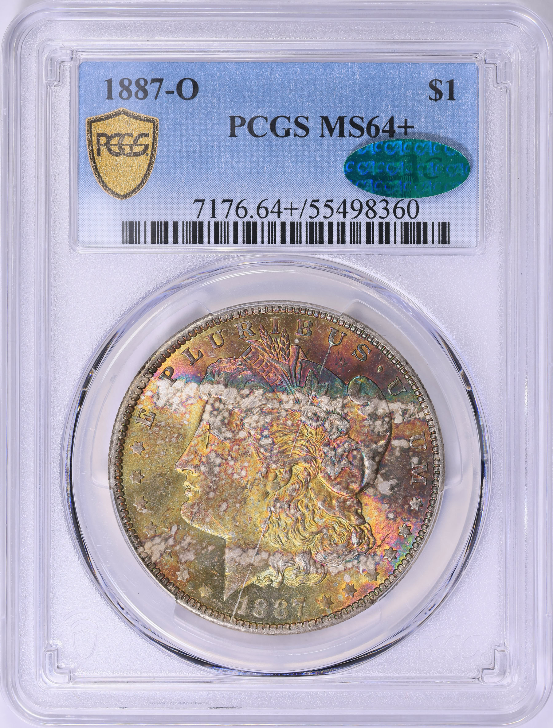 1887-O Morgan Silver Dollar PCGS MS-64+ (CAC Green) (Toned) (Item 1799088) | GreatCollections ...