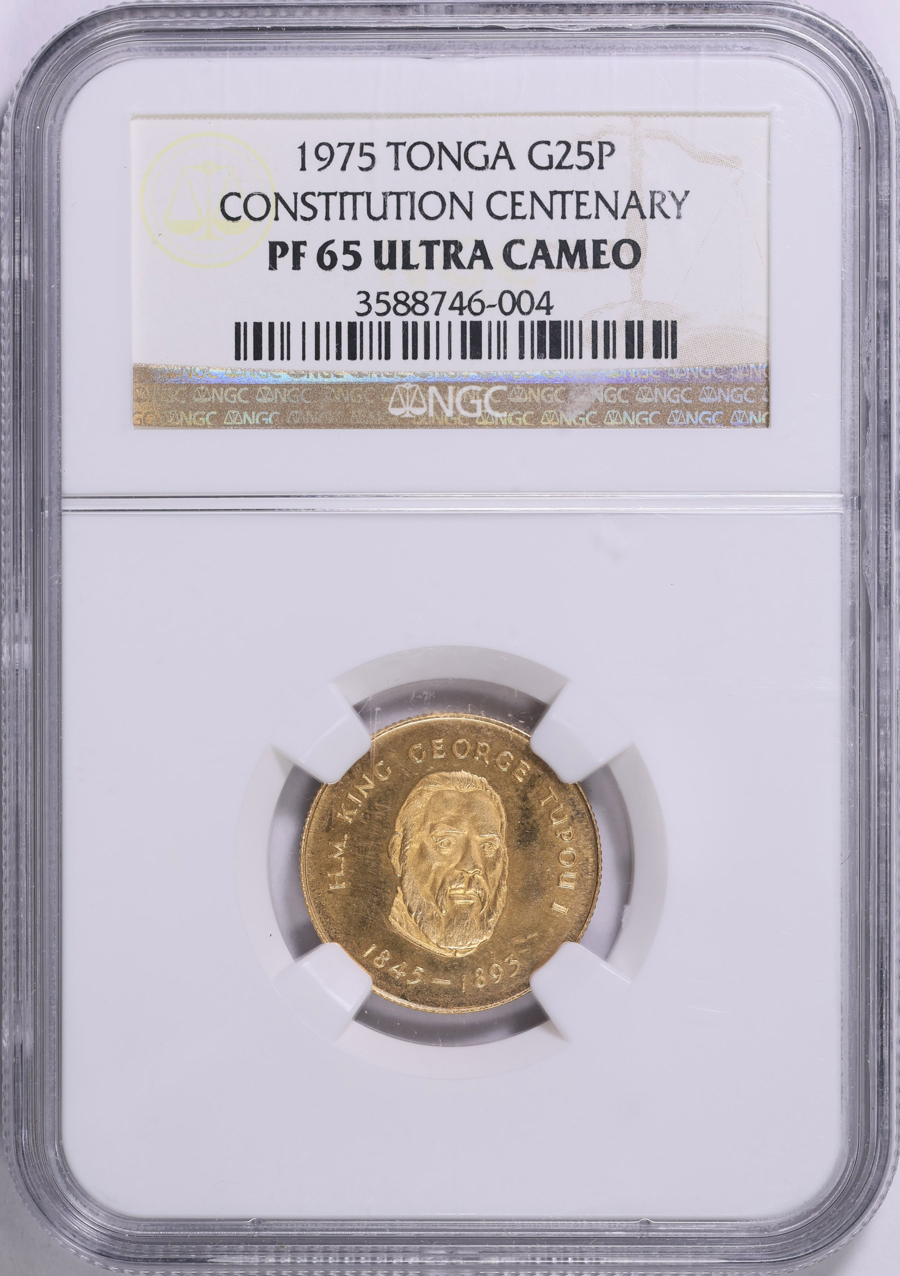 Tonga 1975 Gold 25 Pa'anga Constitution Centennial KM-53 NGC Proof-65 ...