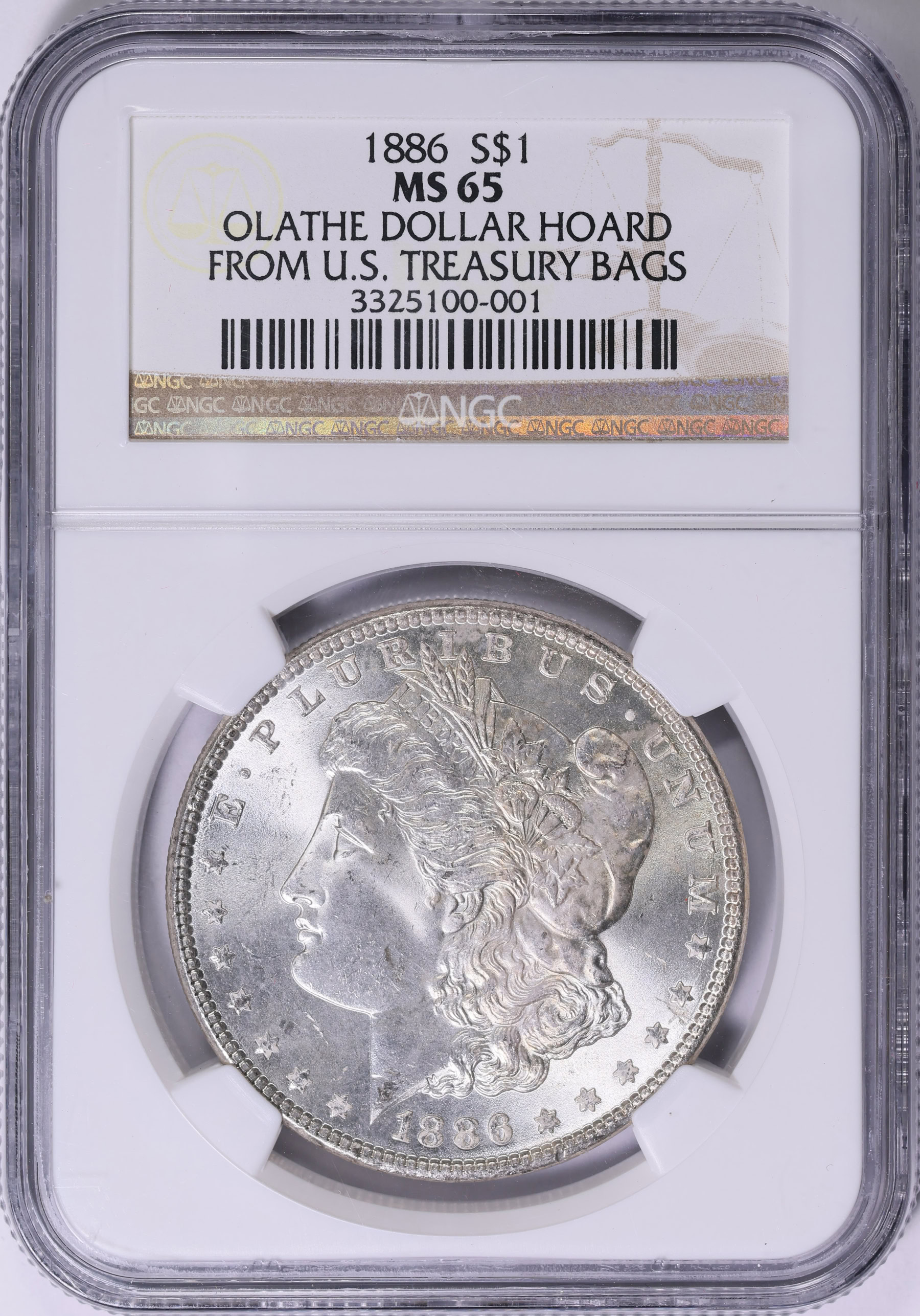 1886 Morgan Silver Dollar NGC MS-65 (Olathe Dollar Hoard) (Item 1799200) | GreatCollections Coin ...