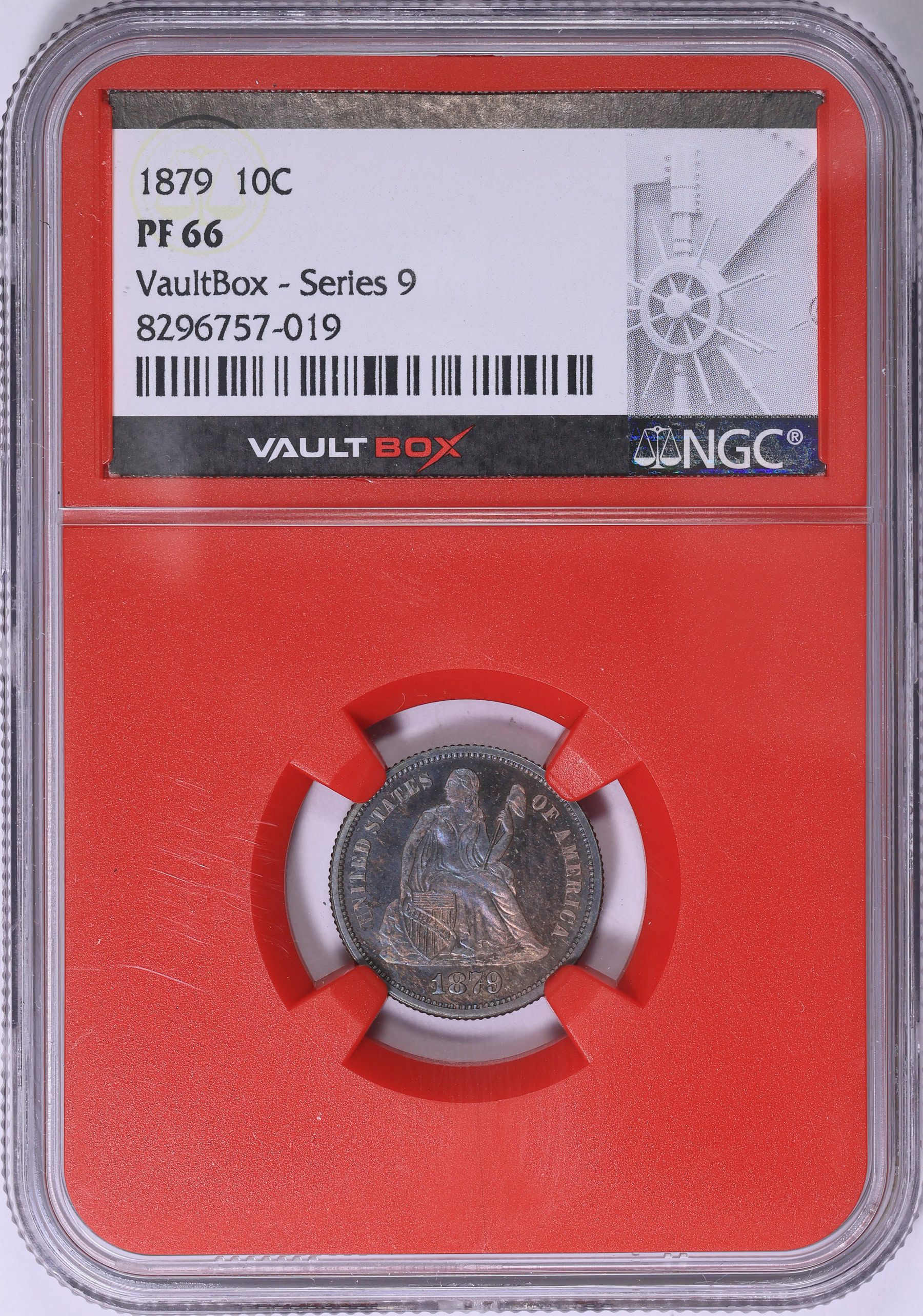 1879 Seated Liberty Dime NGC Proof-66 (VaultBox Series 9 Red Holder) (Toned) (Item 1799211 ...